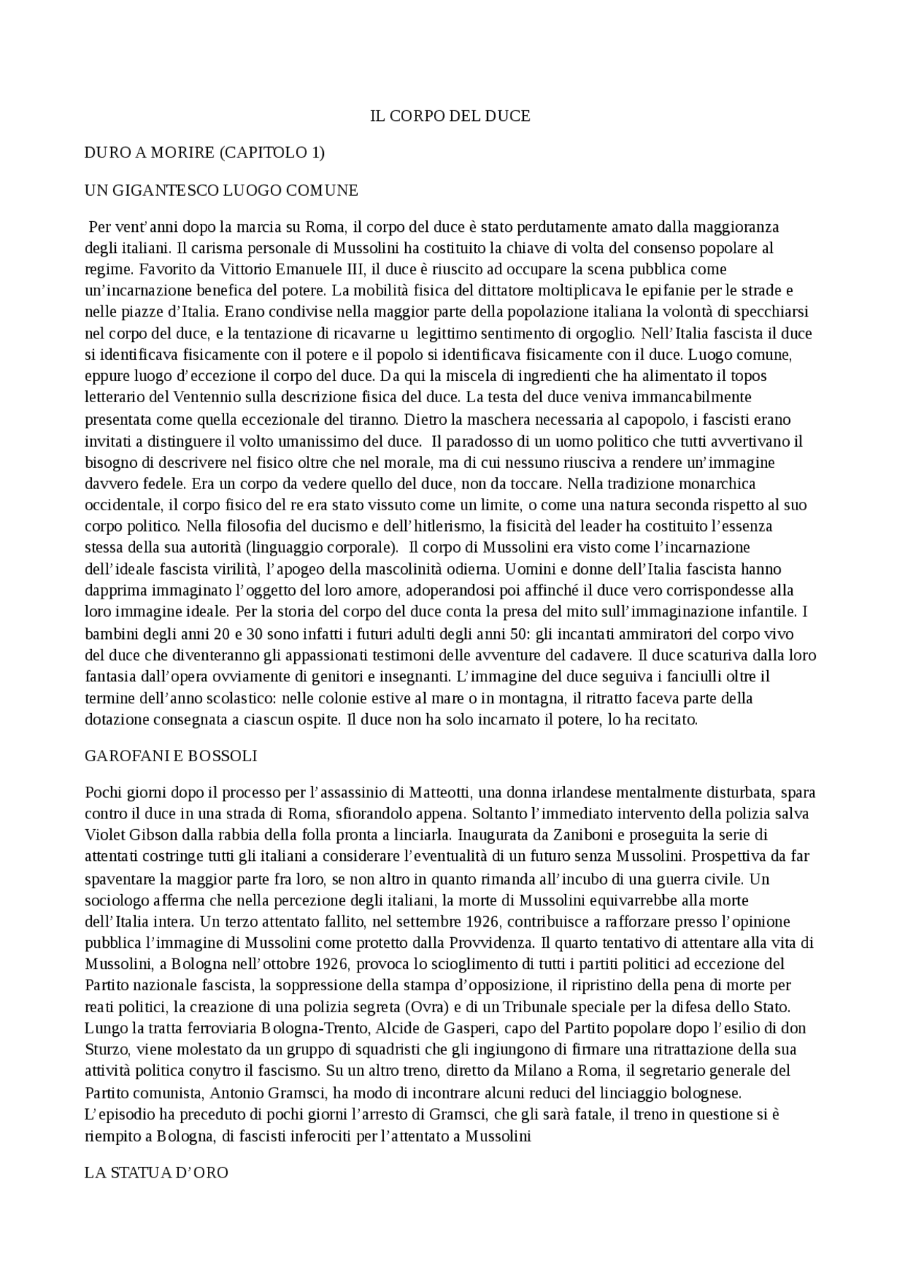 Il Corpo Del Duce Libro Di Luzzato Docsity