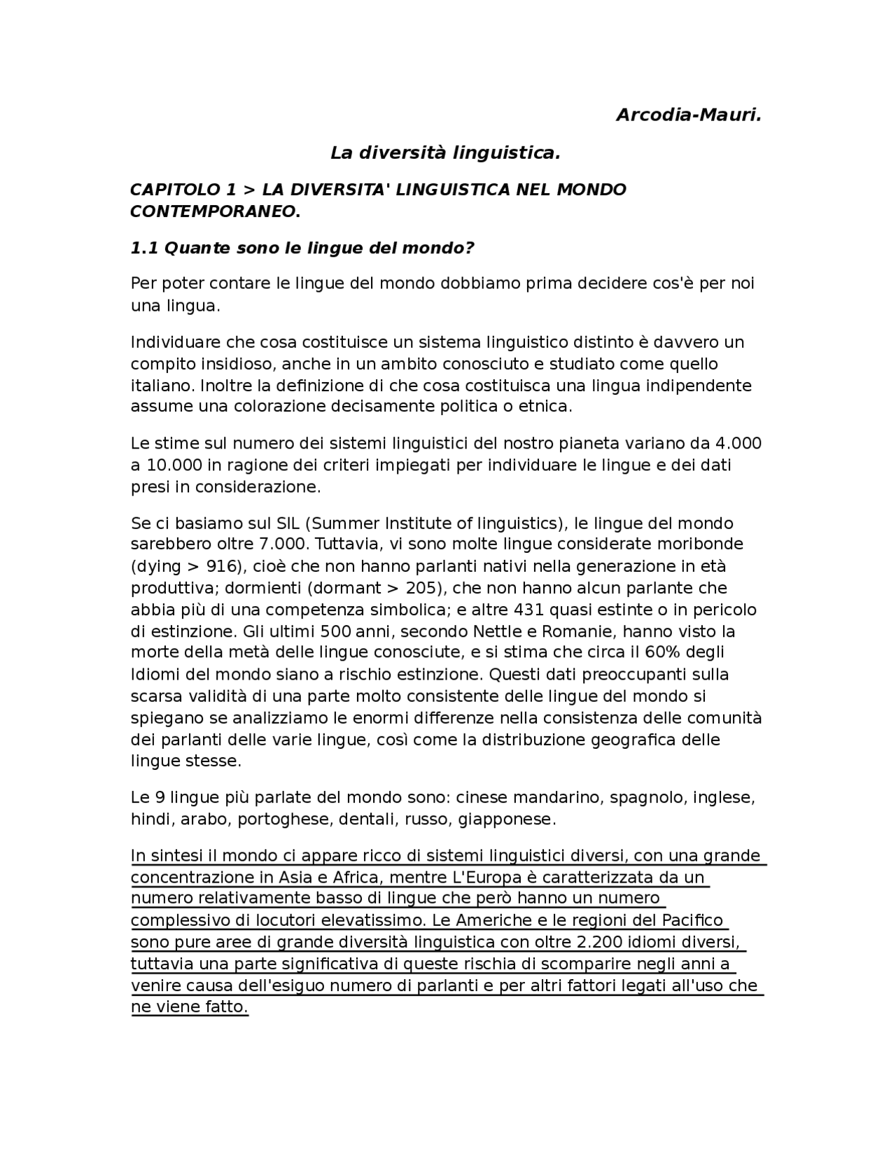 La Diversità Linguistica Docsity
