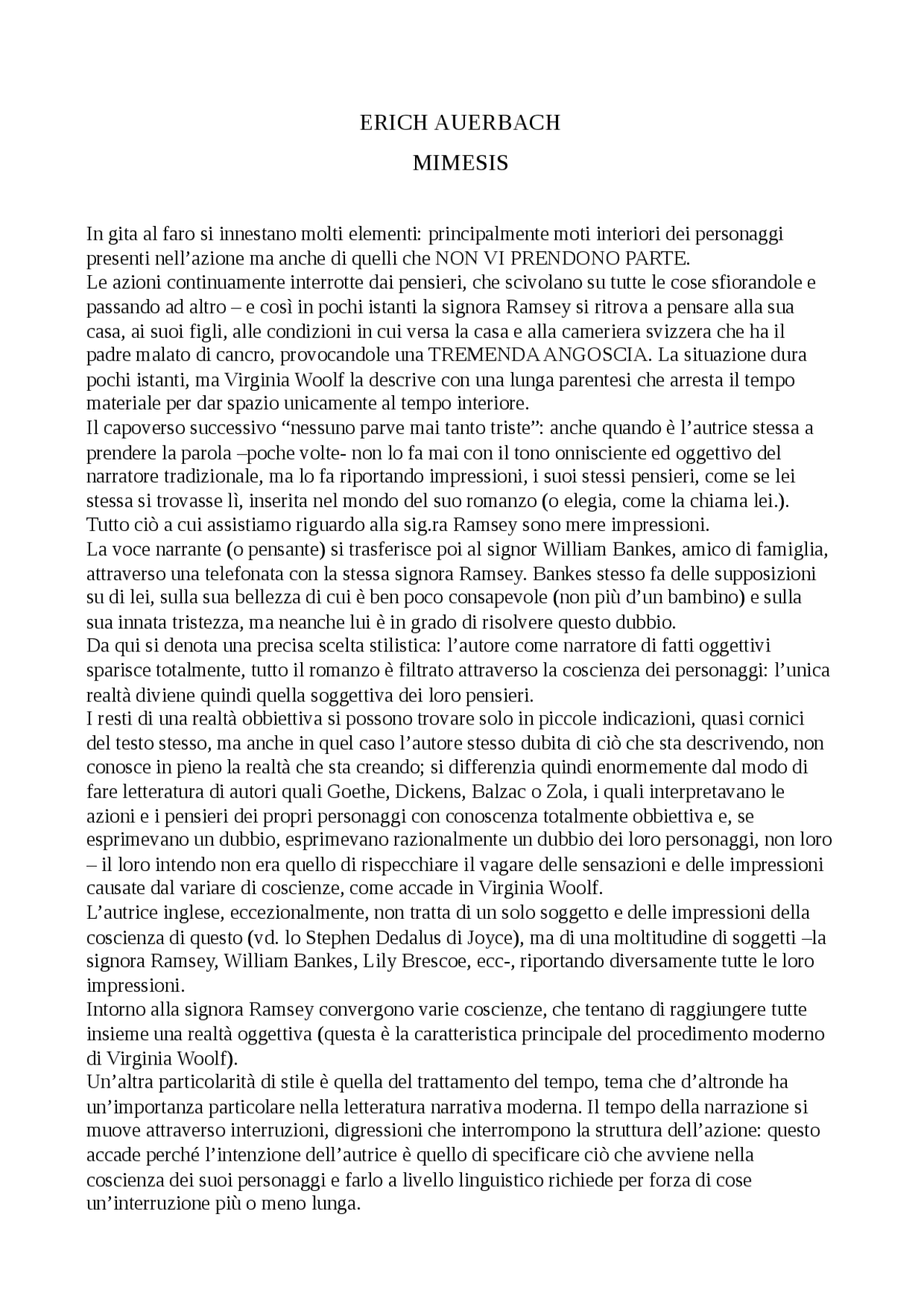Erich Auerbach Il Calzerotto Marrone In Mimesis Docsity