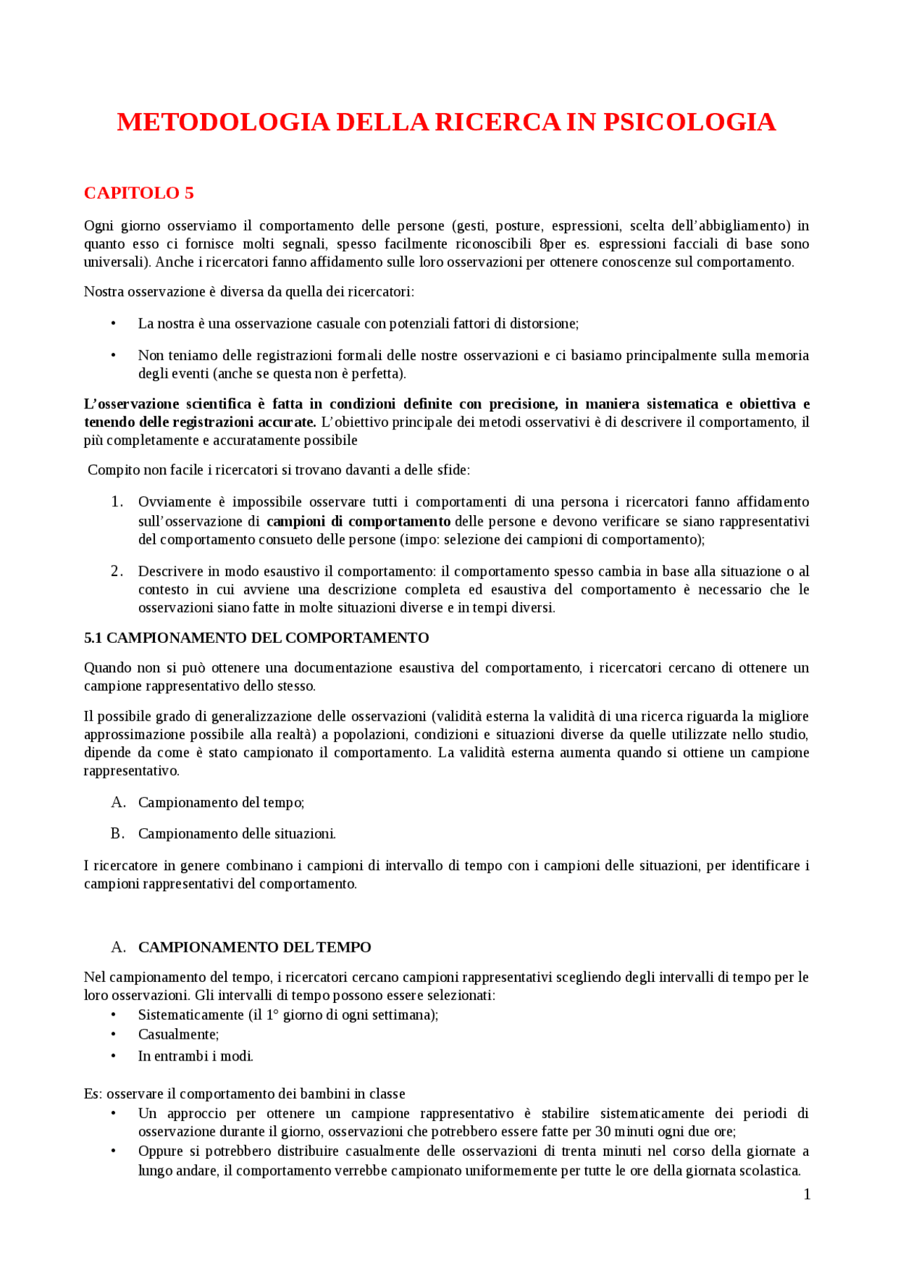 Riassunto Dettagliato Del Manuale Metodologia Della Ricerca In