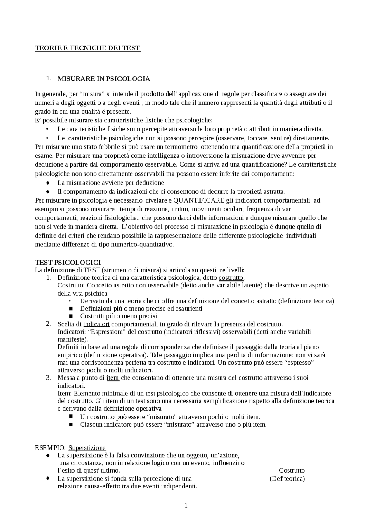 Teorie E Tecniche Dei Test Docsity