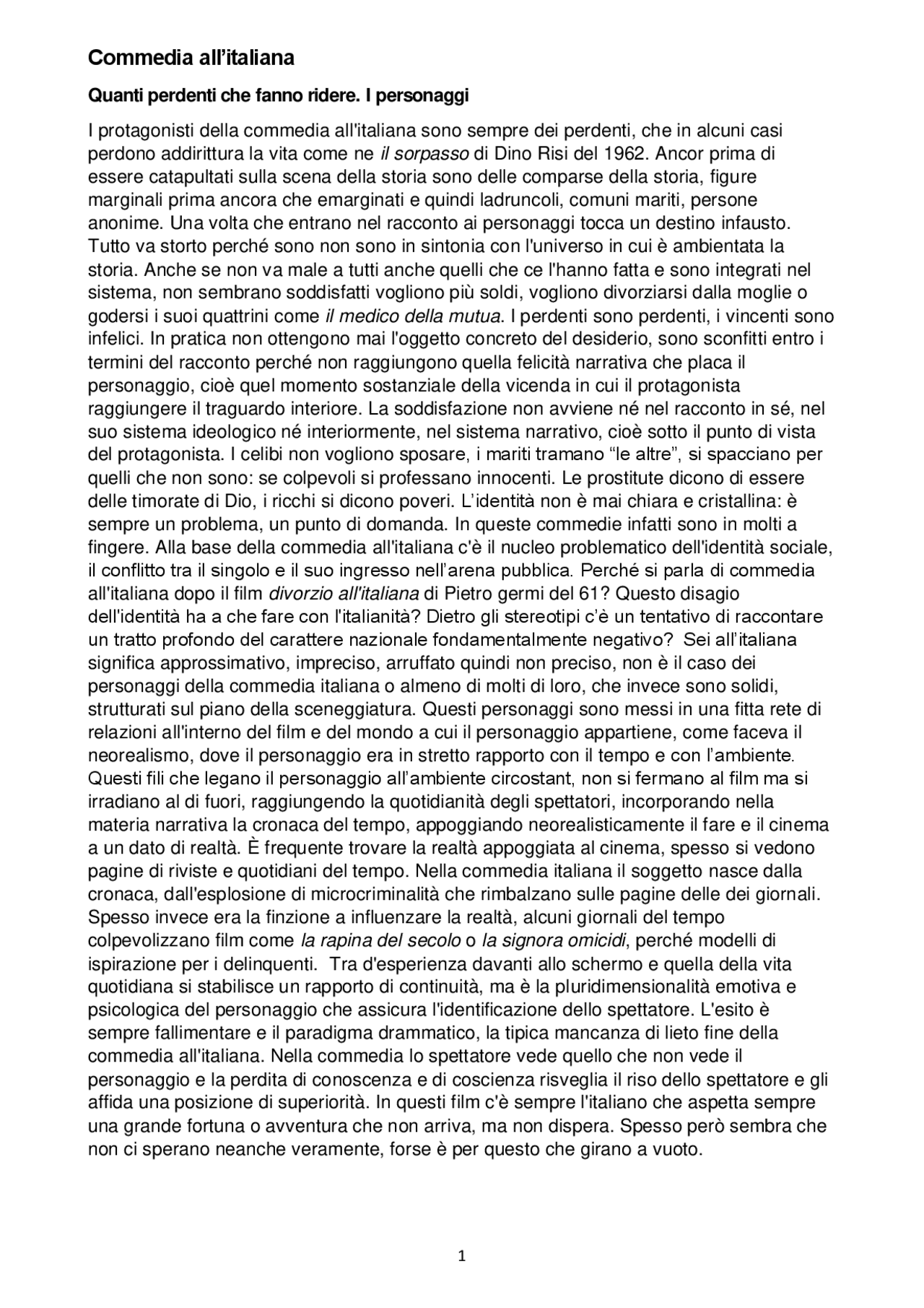 Riassunto Commedia Allitaliana Docsity