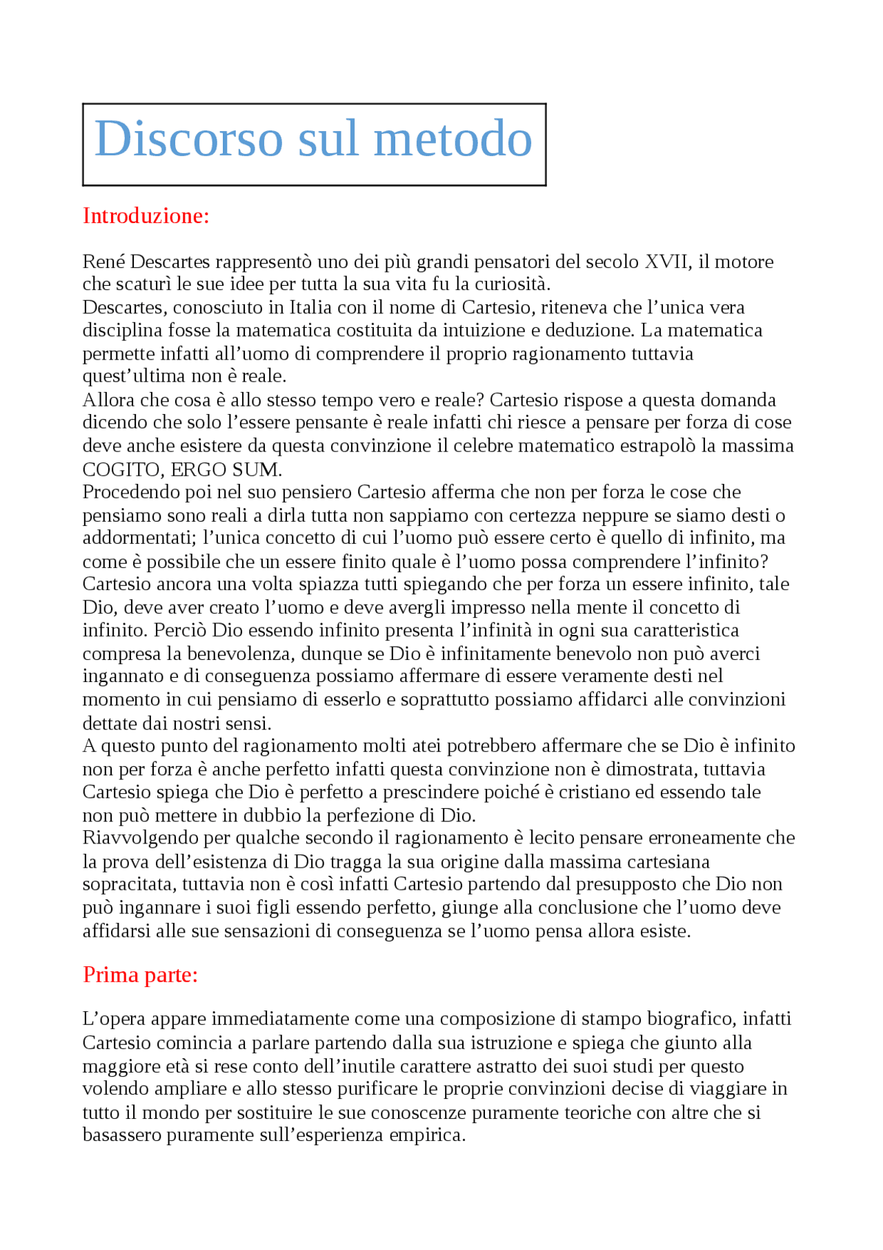 Discorso Sul Metodo Di Blaise Pascal Docsity