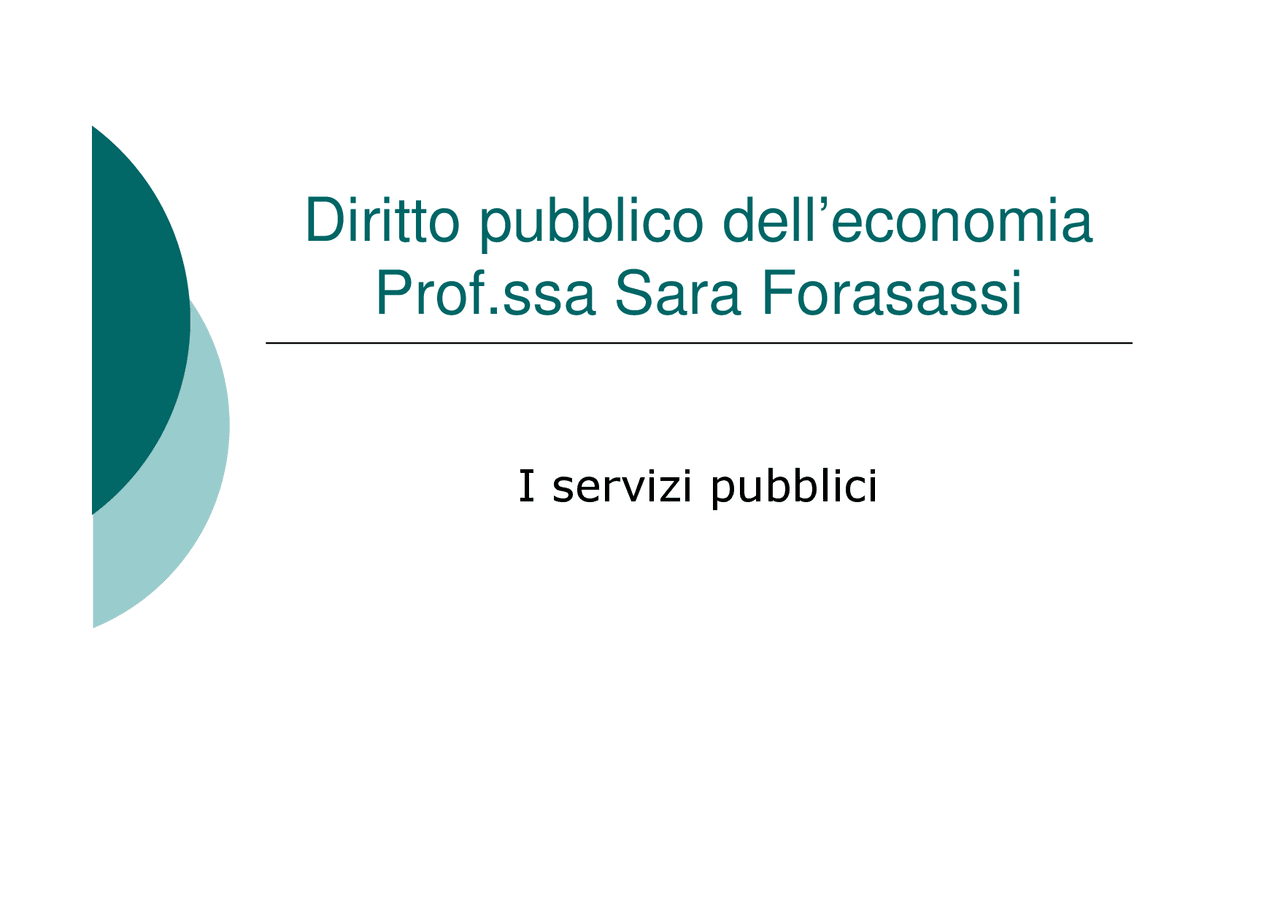 I Servizi Pubblici E La Disciplina Generale Docsity