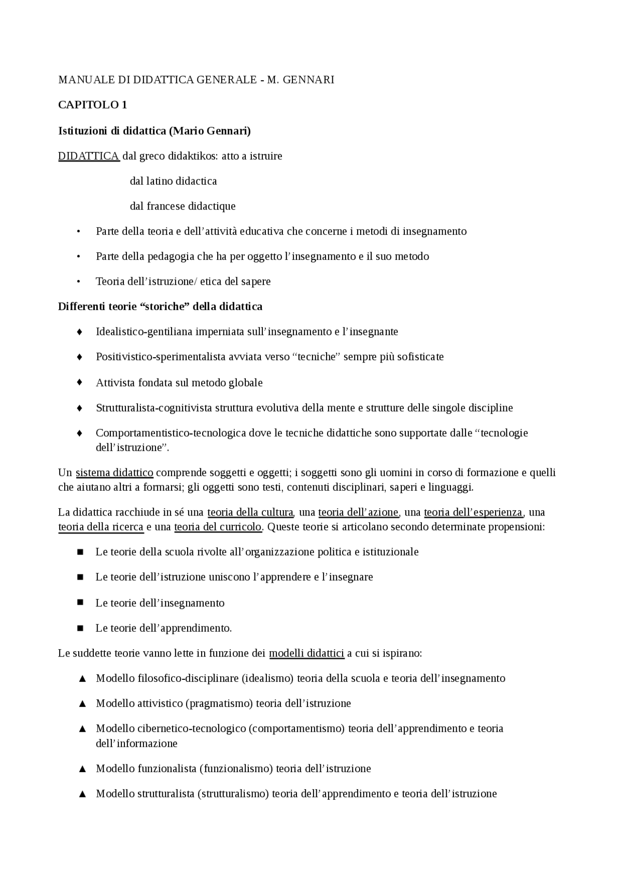 Manuale Di Didattica Generale Docsity