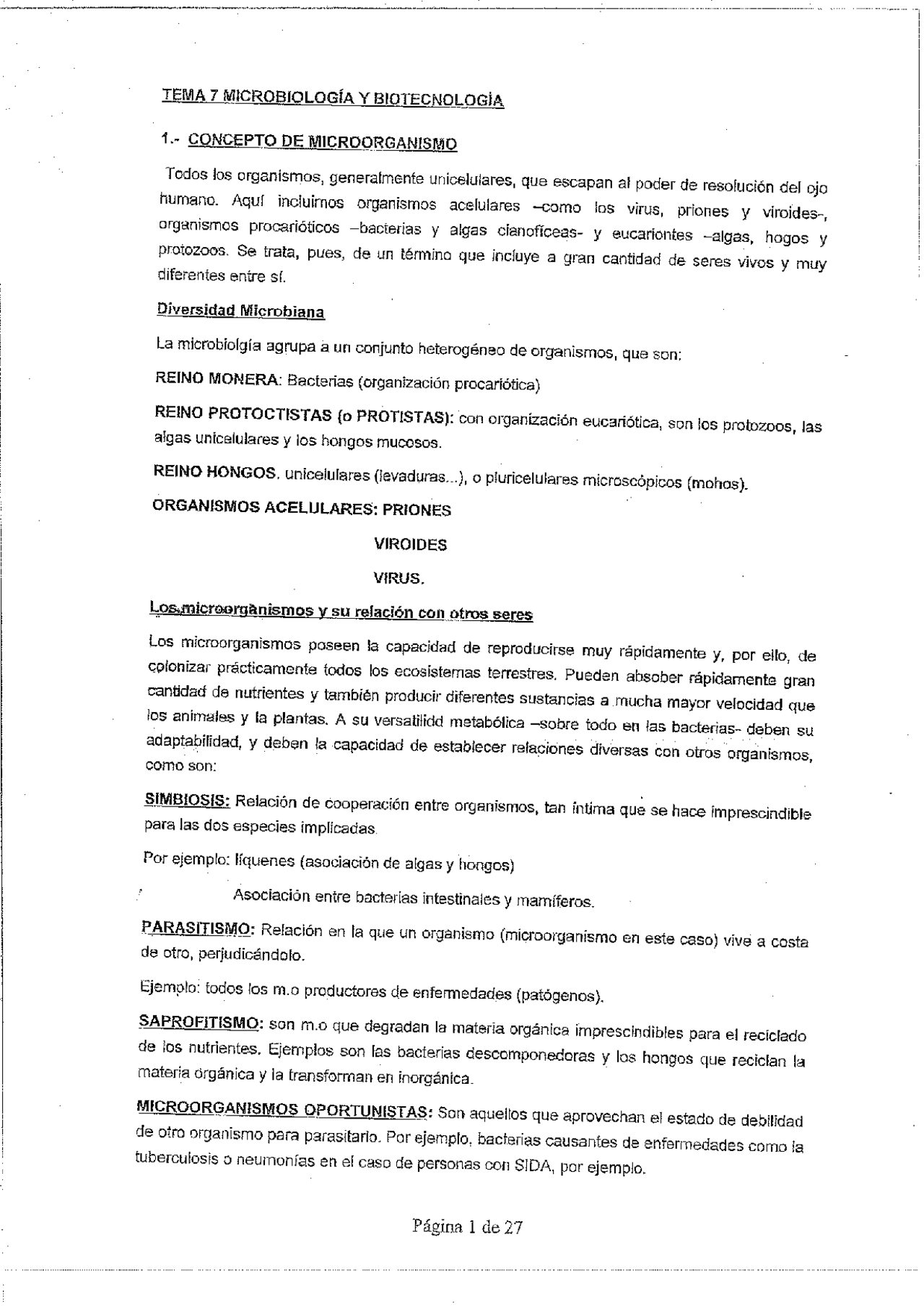 Microbiología Y Biotecnología Apuntes De Biología Docsity
