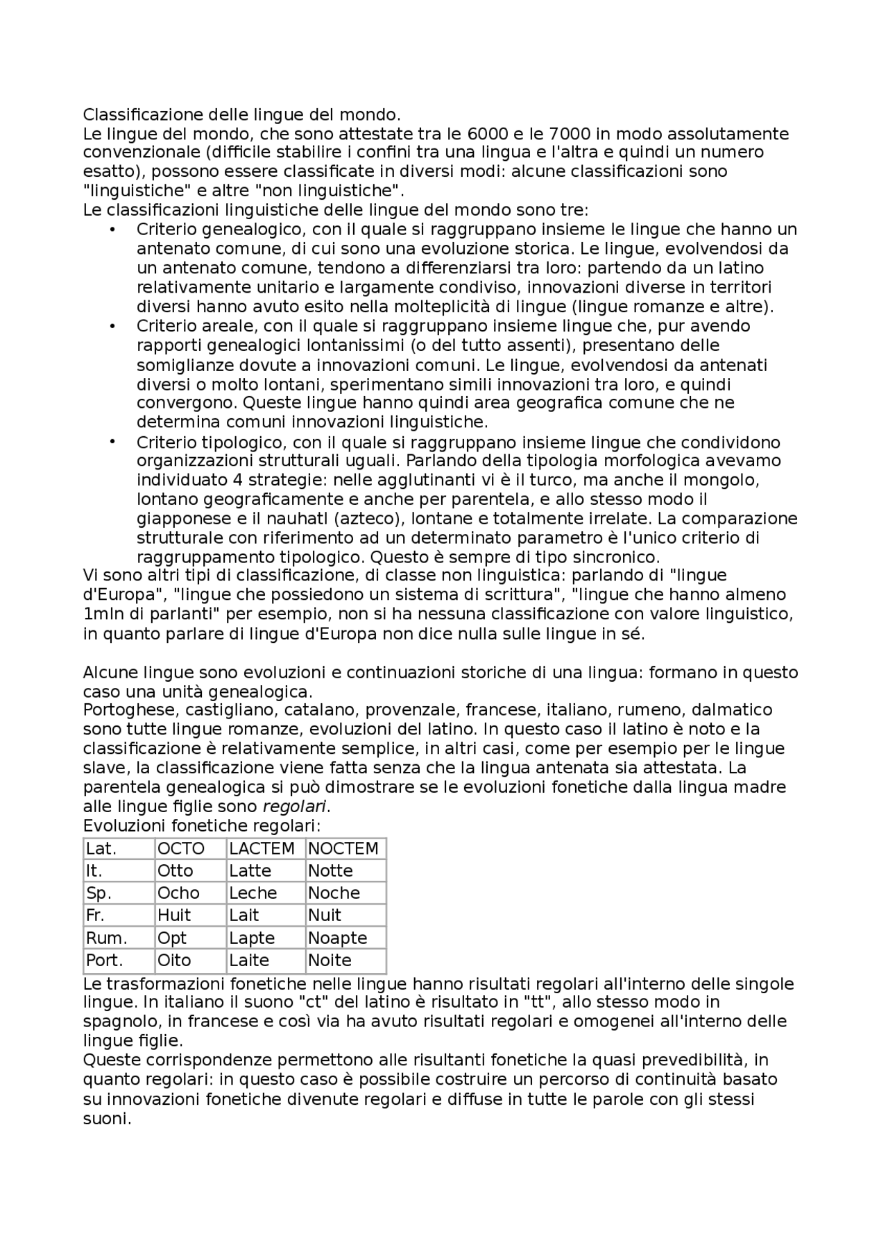 Linguistica Classificazione Lingue Docsity