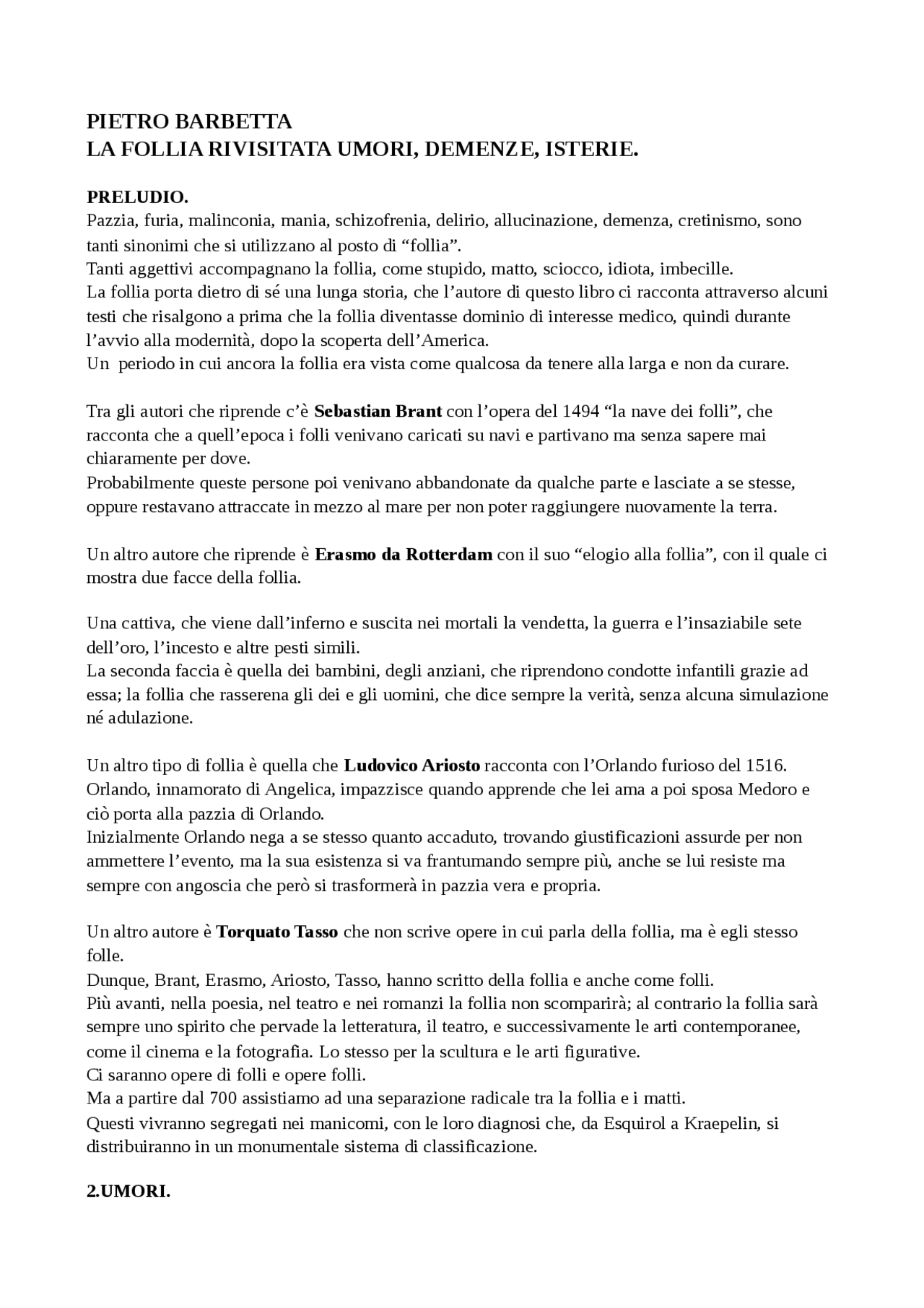 La Follia Rivisitata Autore Pietro Barbetta Docsity