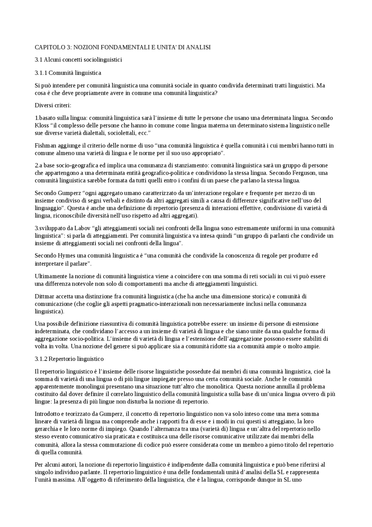 Fondamenti Di Sociolinguistica Berruto Capitoli 3 E 6 Docsity