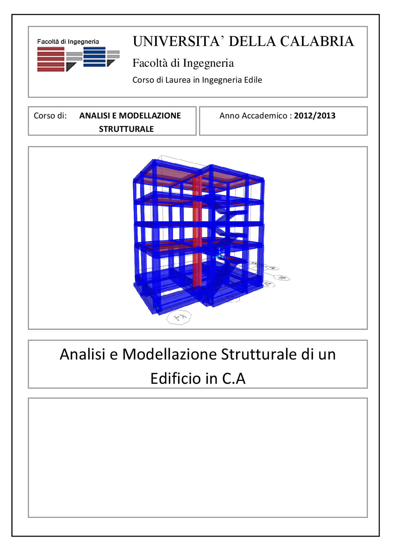 Analisi E Modellazione Strutturale Di Un Edificio In Ca Docsity
