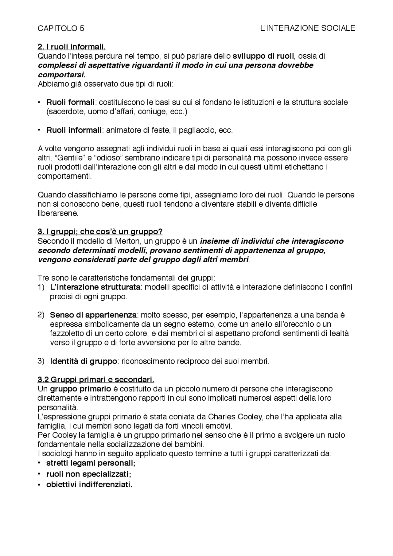 Manuale Di Sociologia Riassunto Capitolo 5 Docsity