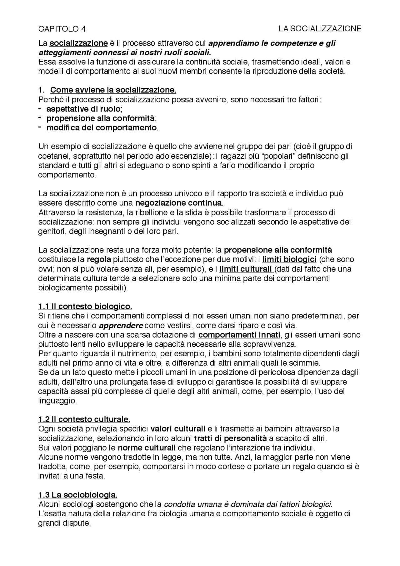 Manuale Di Sociologia Riassunto Capitolo 4 Docsity