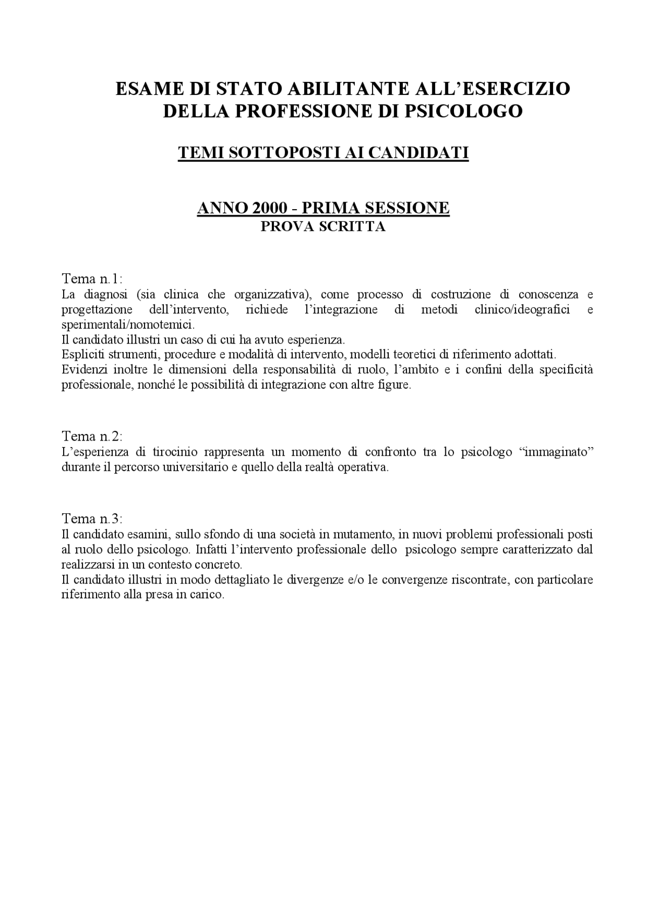 Esame Di Stato Psicologia Docsity