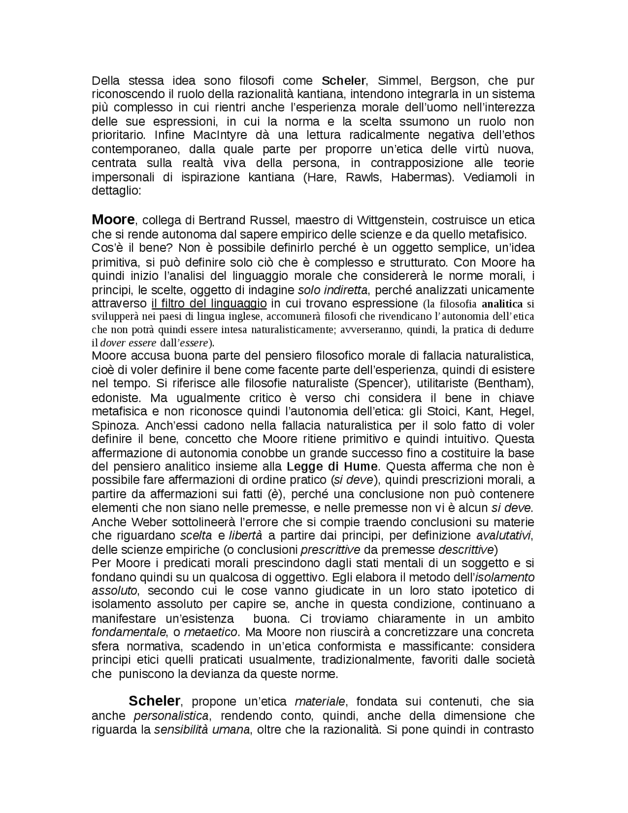 Riassunto Filosofi Più Importanti Appunti Di Filosofia Morale Docsity