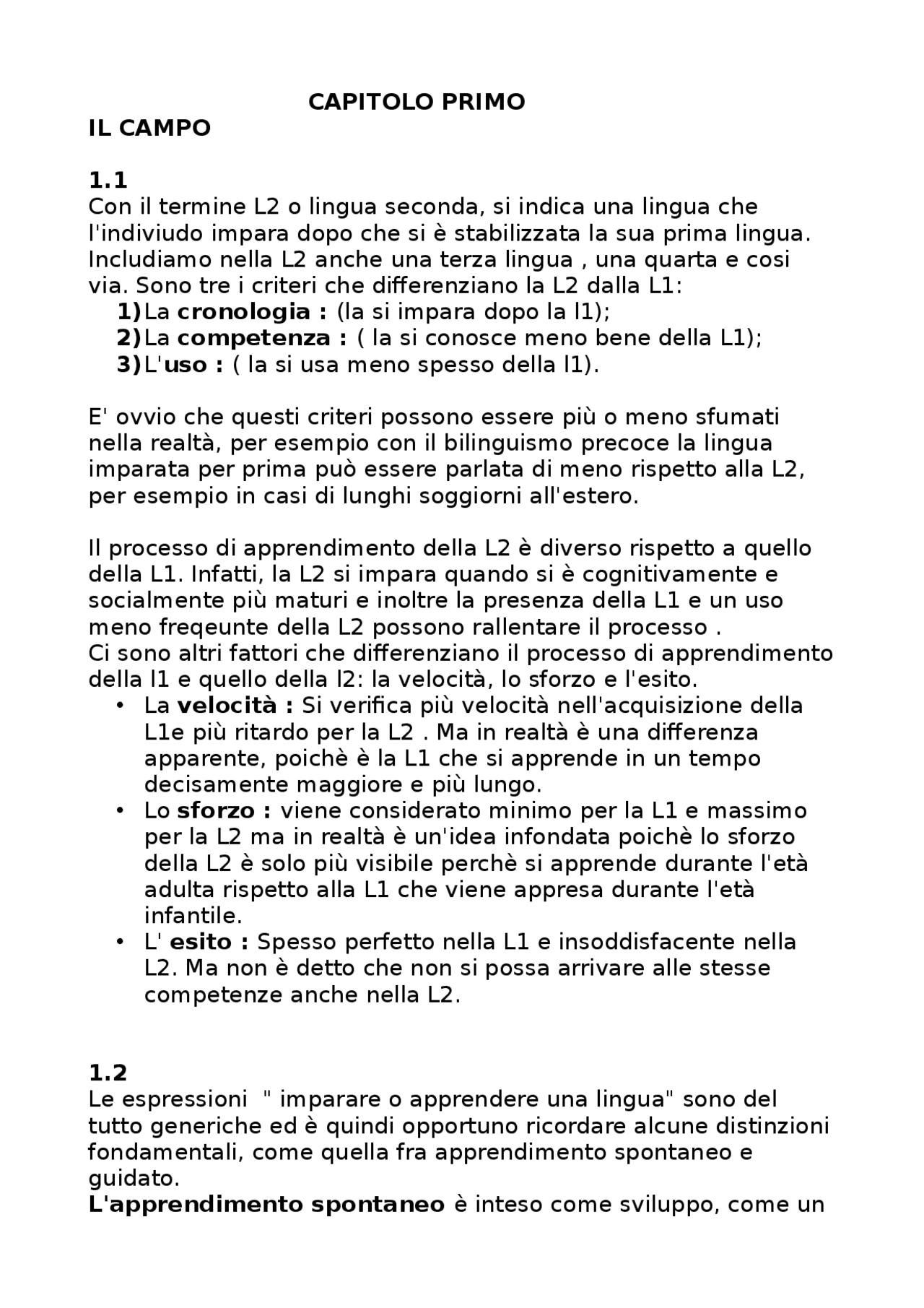 Apprendimento Linguistico Appunti Di Linguistica Docsity