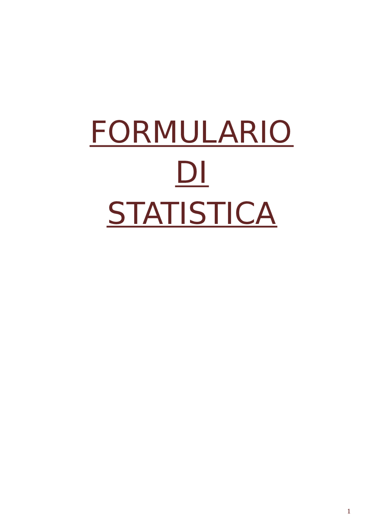 Formulario di Statistica: rappresentazioni grafiche e rapporti statistici - Docsity