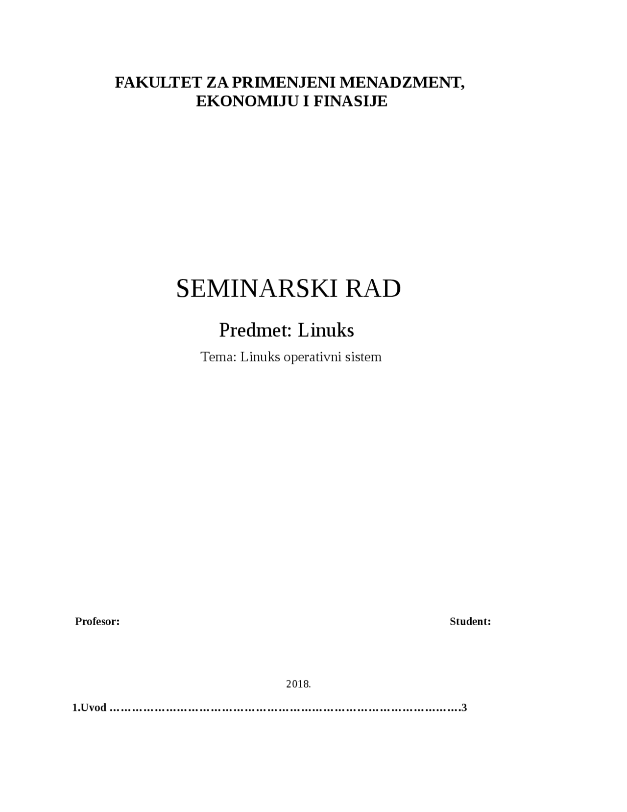 Linux Operativni Sistem Završni Radovi Predlog Informatika Docsity