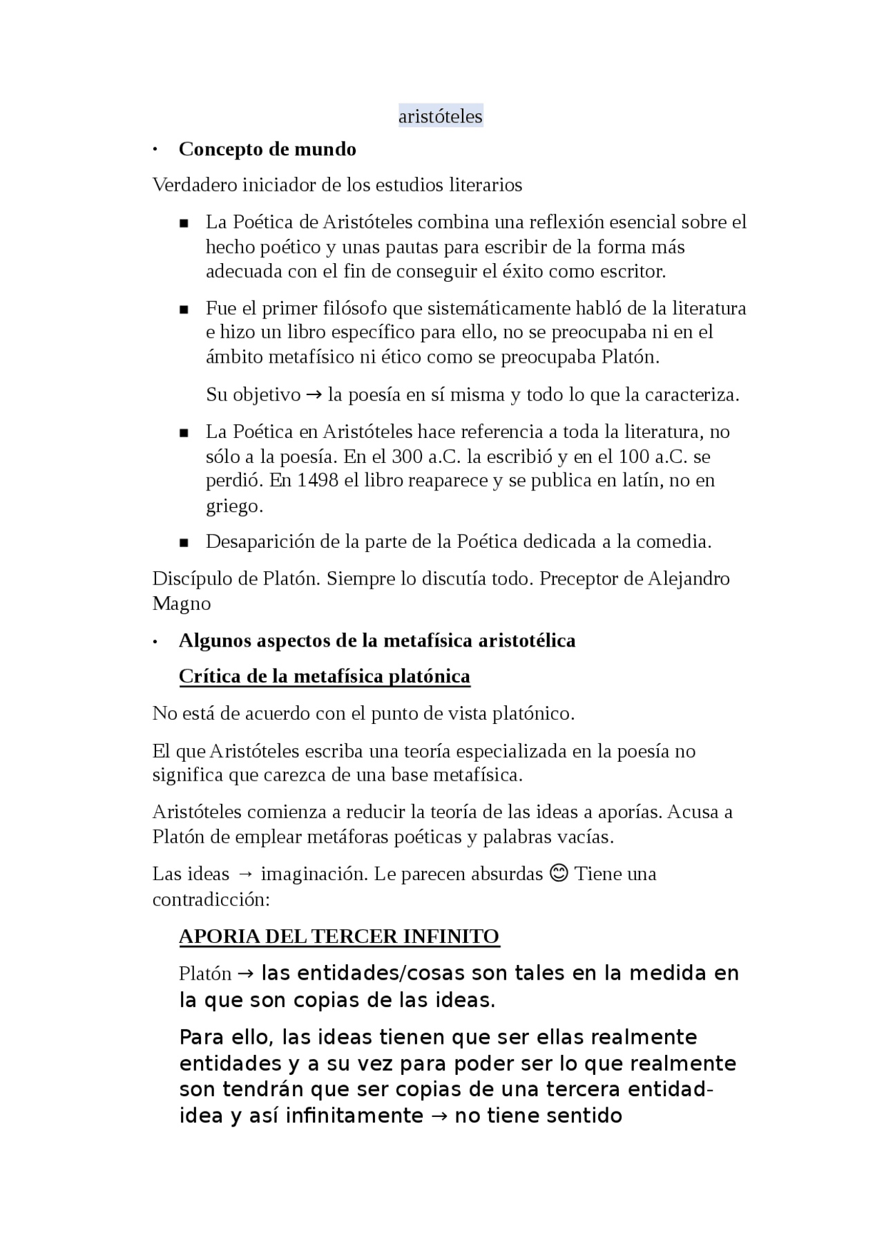 Aristóteles Apuntes Teoría Docsity