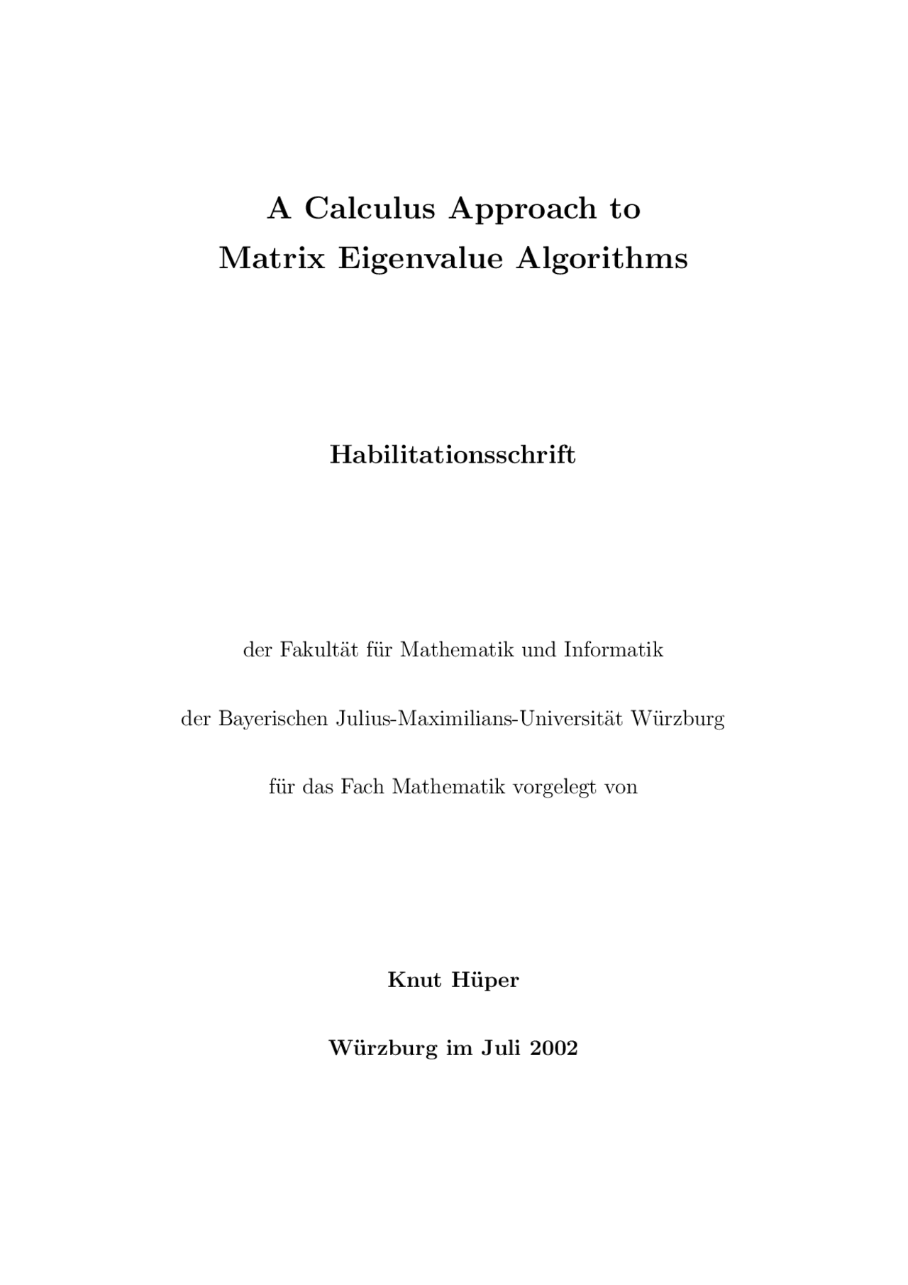 Eigenvalues Of Matrix Docsity