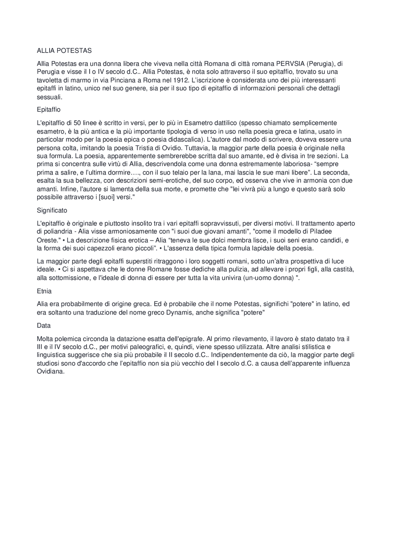 Allia potestas, antica Roma - Docsity