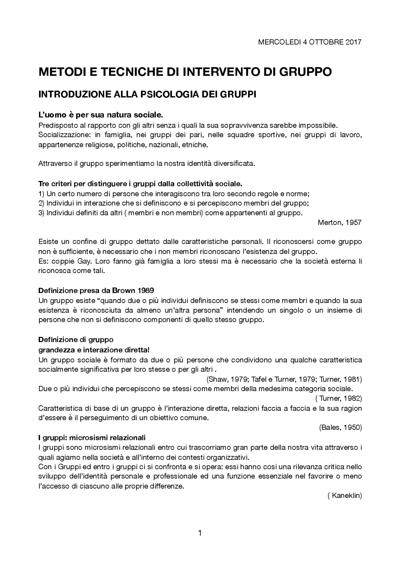 Metodi E Tecniche Delle Dinamiche Di Gruppo Docsity