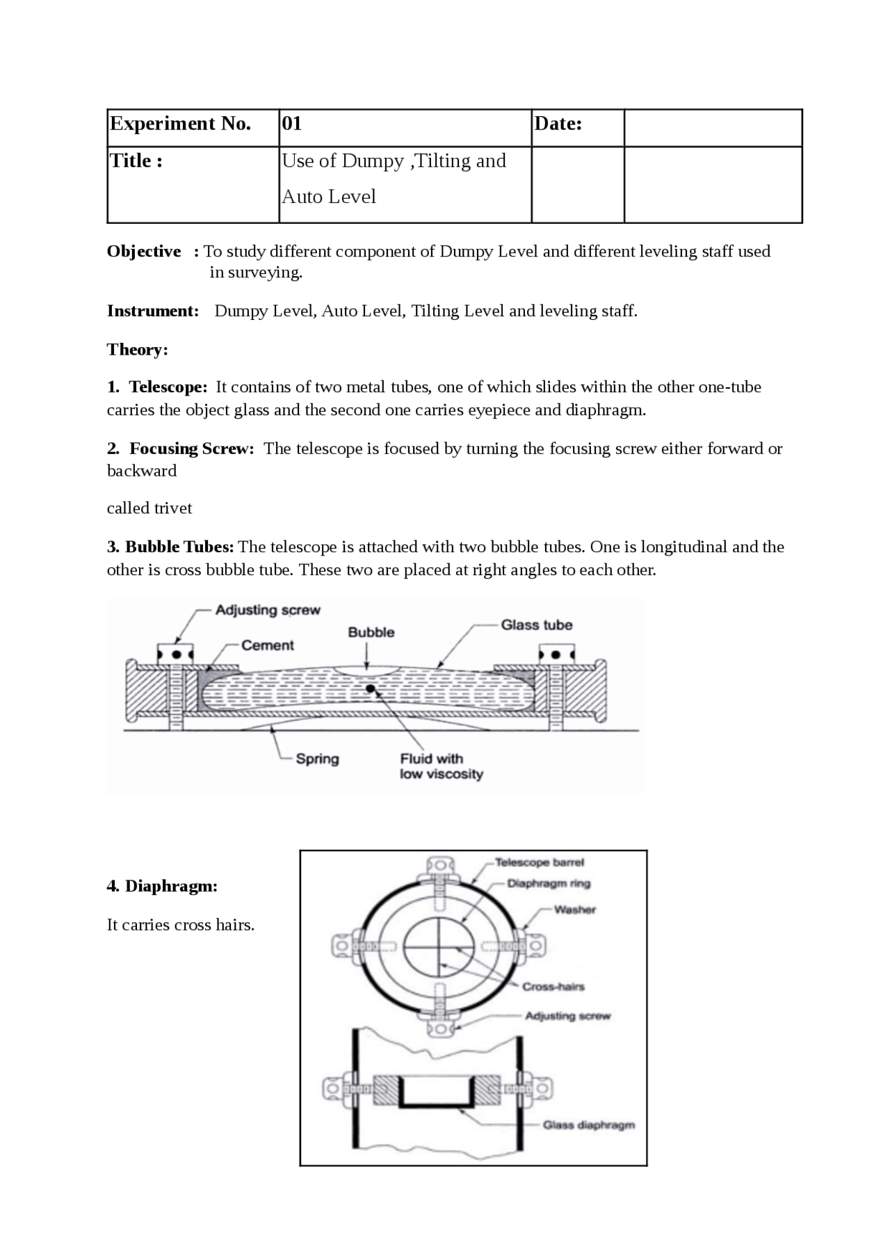 Use of dumpy level ,auto level ,tilting level | Study Guides, Projects ...