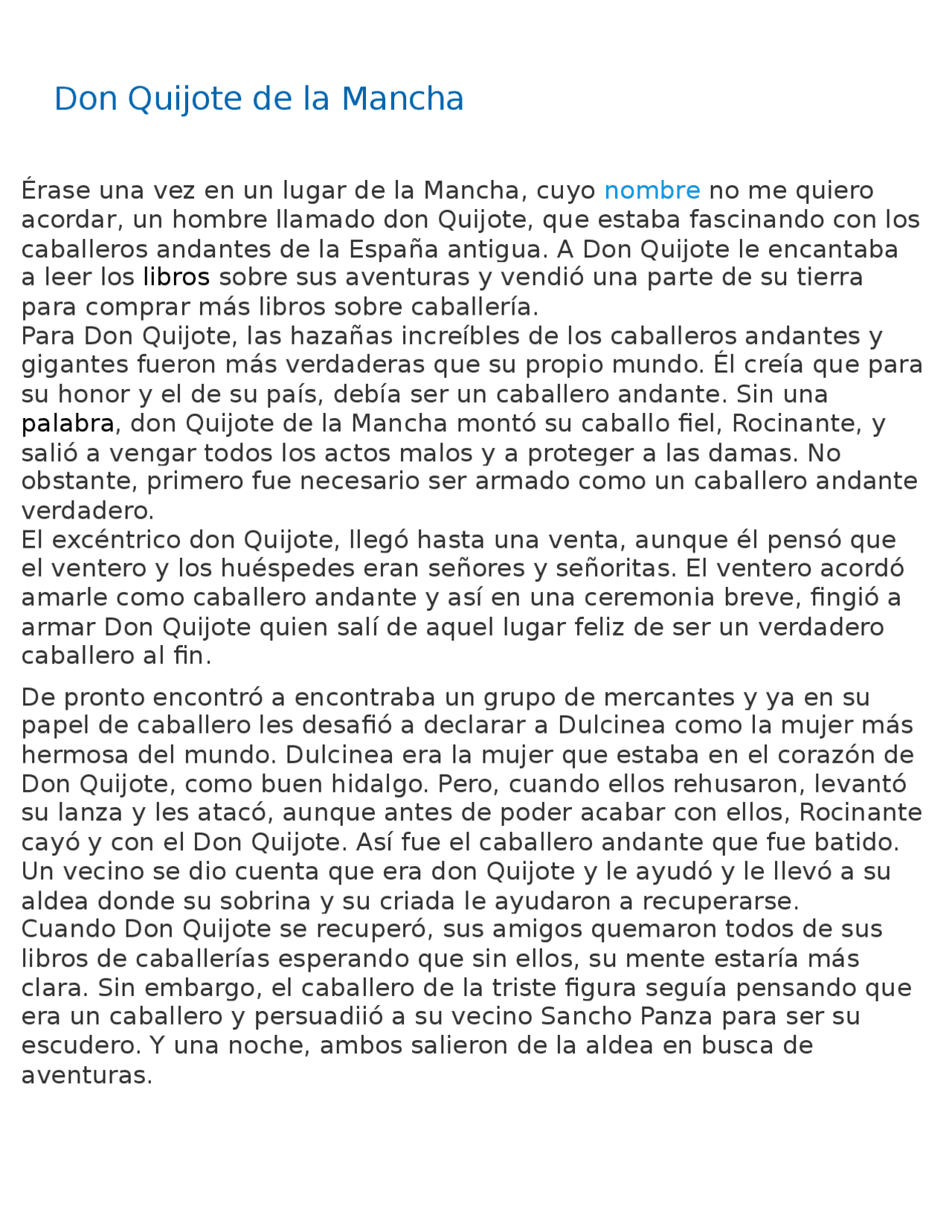 Don Quijote de la Mancha - Docsity