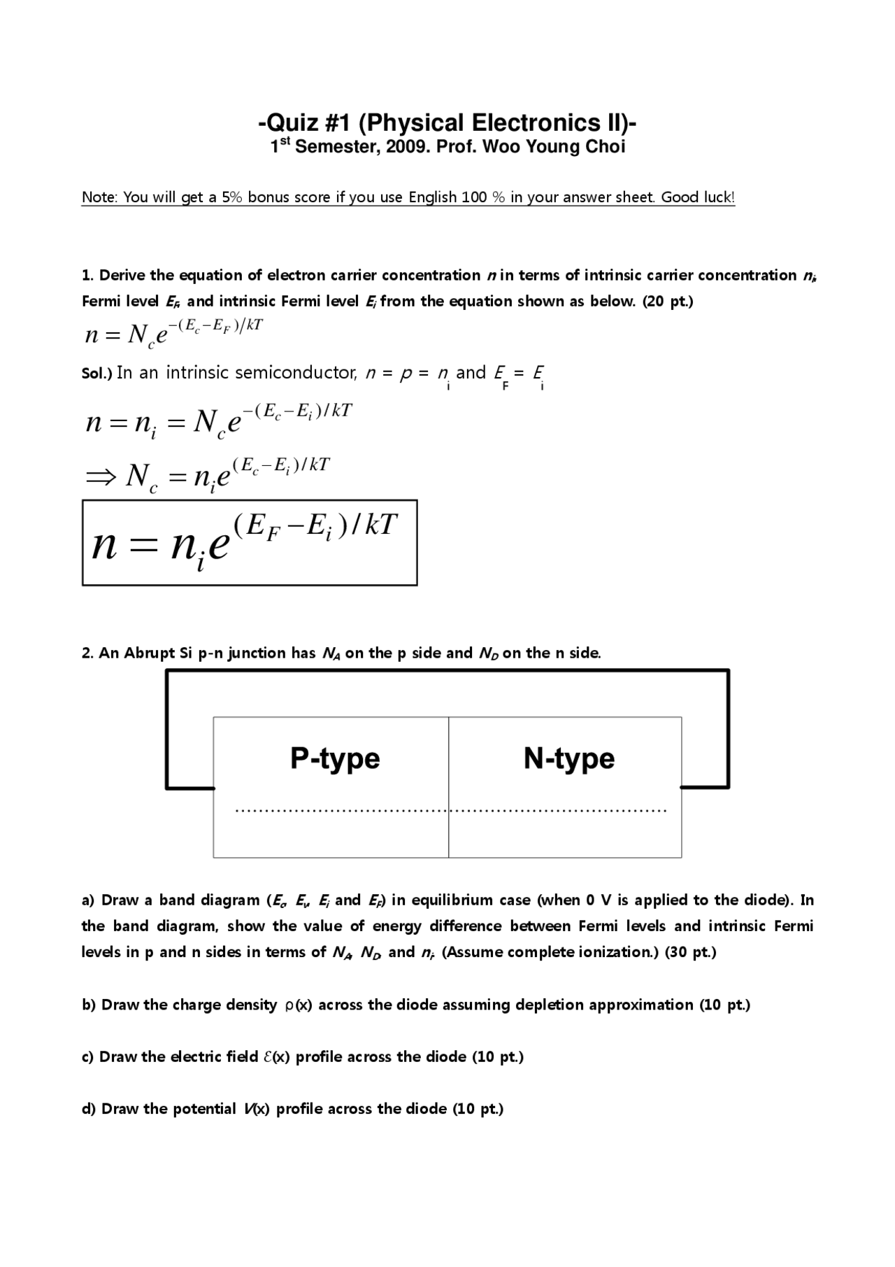 Test Of Electronic Device Docsity