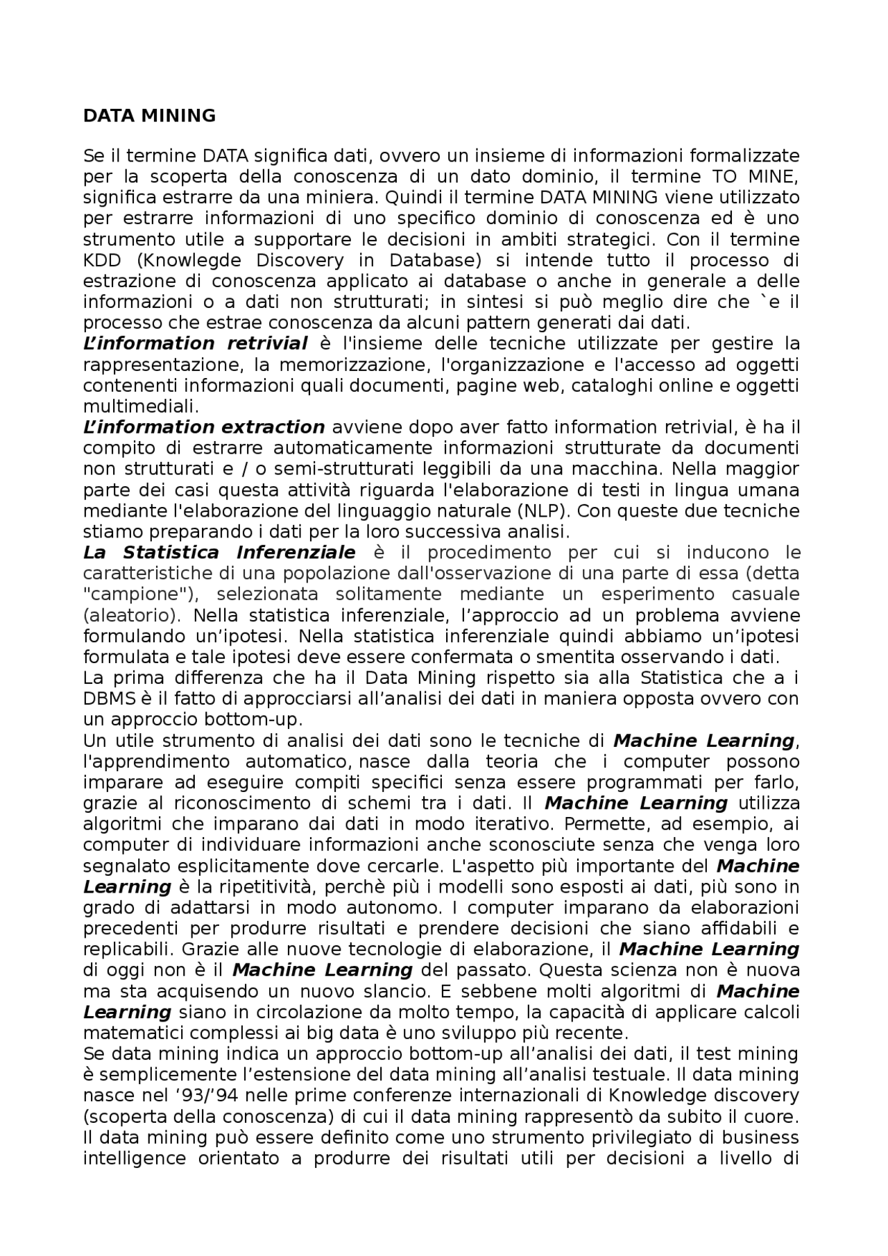 Data Mining E Text Mining Sistemi Di Classificazione Supervisionati E