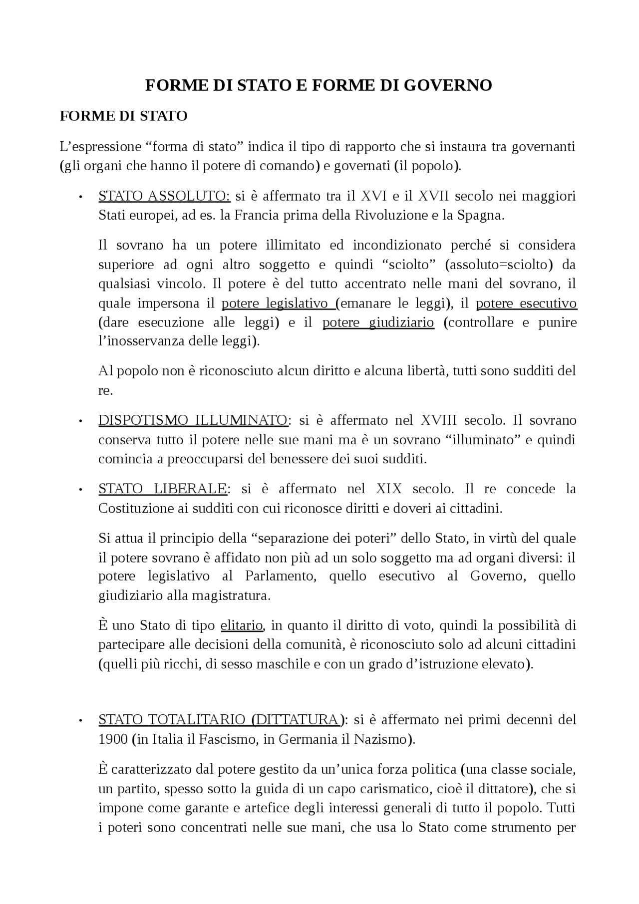 Forme di Stato e forme di Governo: caratteristiche fondamentali e ...