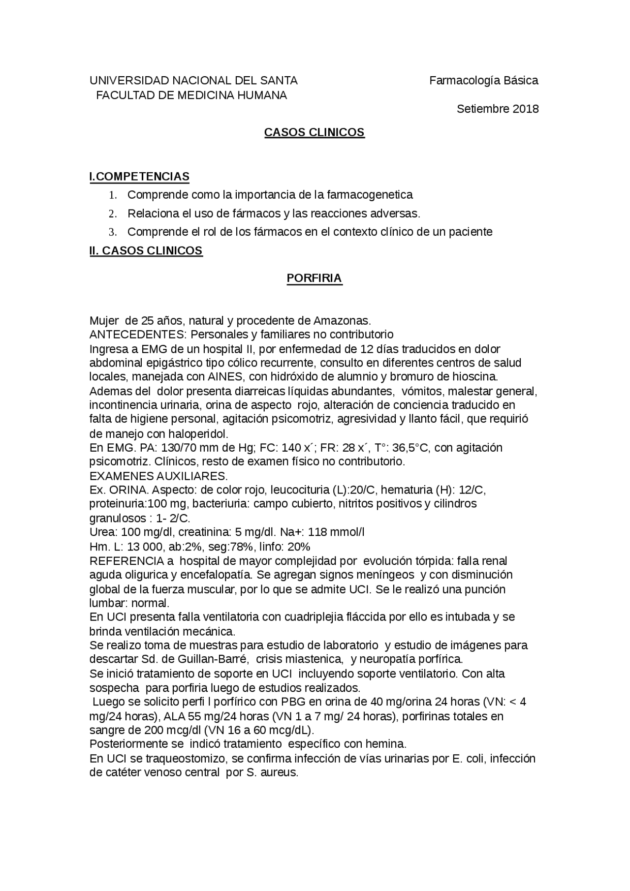 Caso Clínico N° 1 Farmacología Docsity