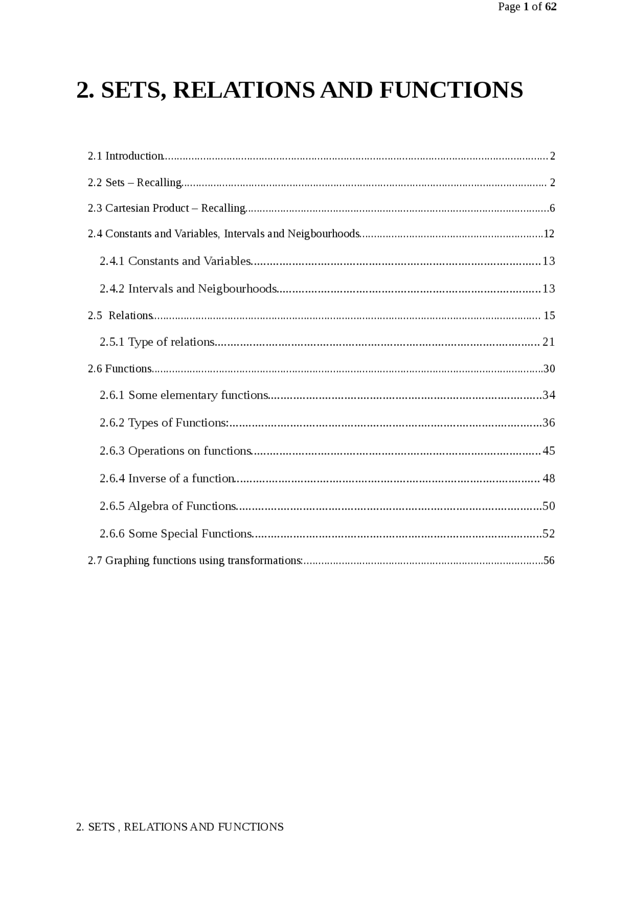 Sets Relations And Graphing Functions Docsity