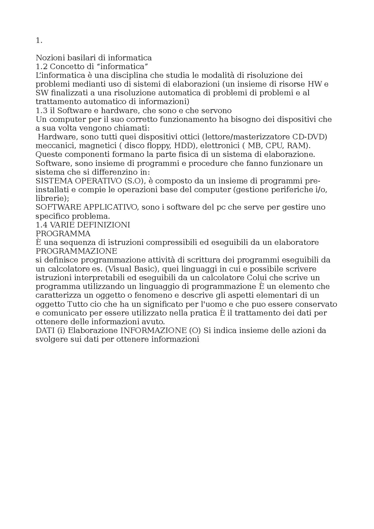 Concetti Fondamentali Informatica Docsity
