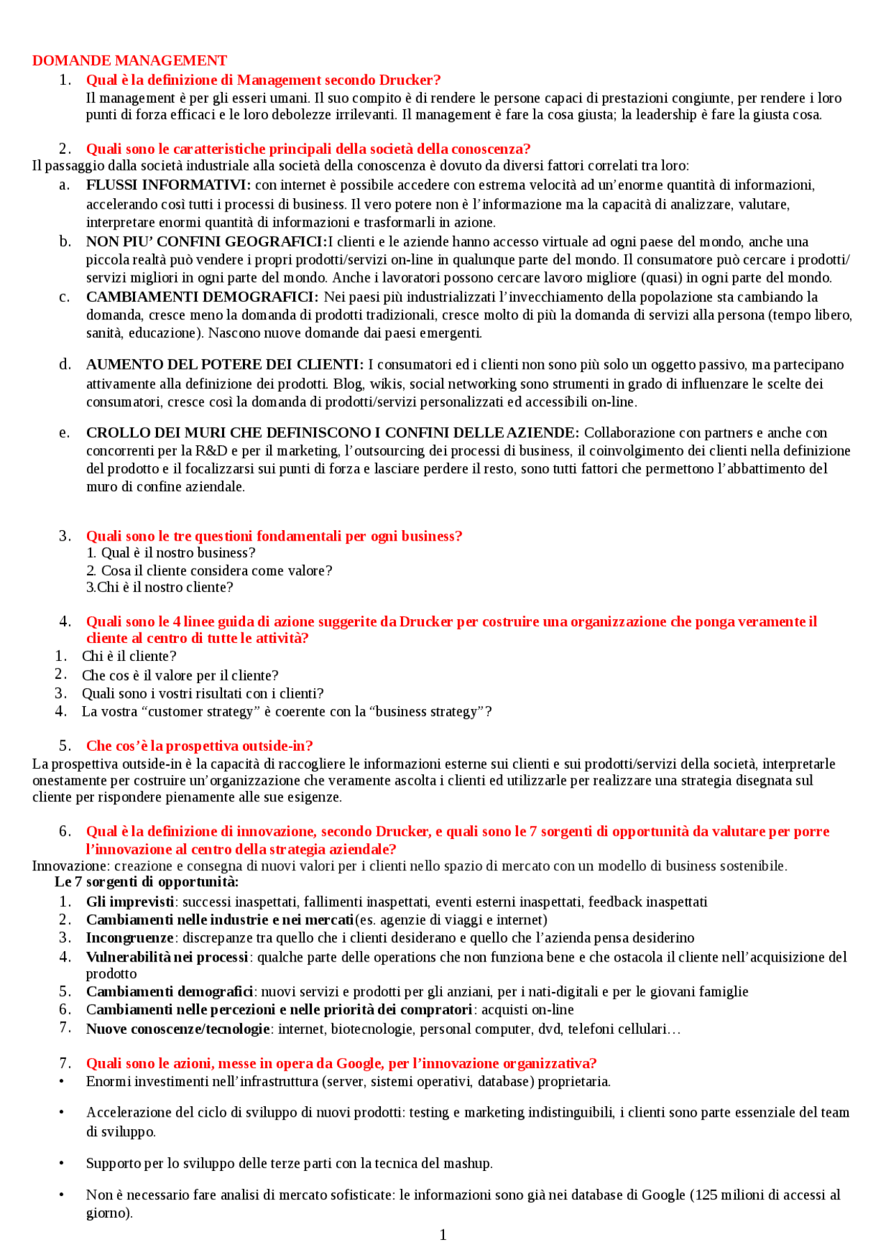 Domande management- prof. DAPRA' - Docsity