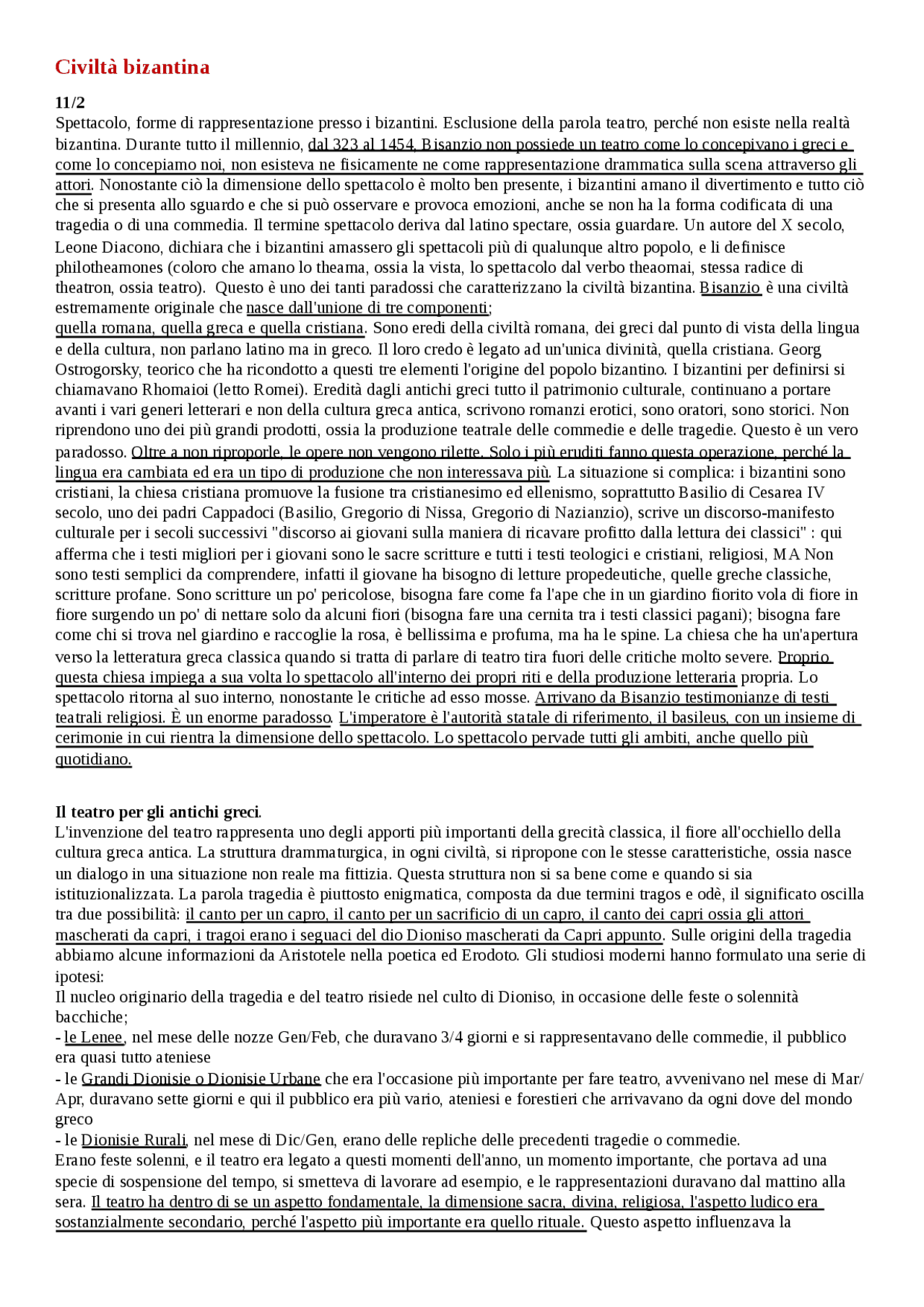 Appunti Civiltà Bizantina Docsity