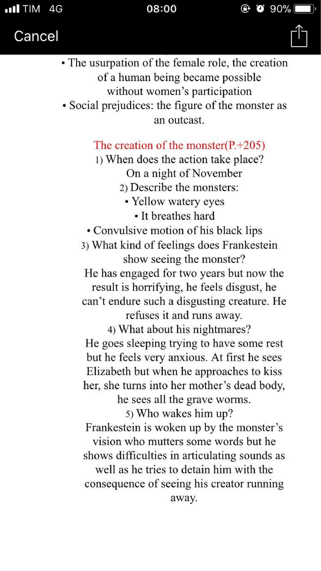 Gothic Novel E Frankenstein Docsity