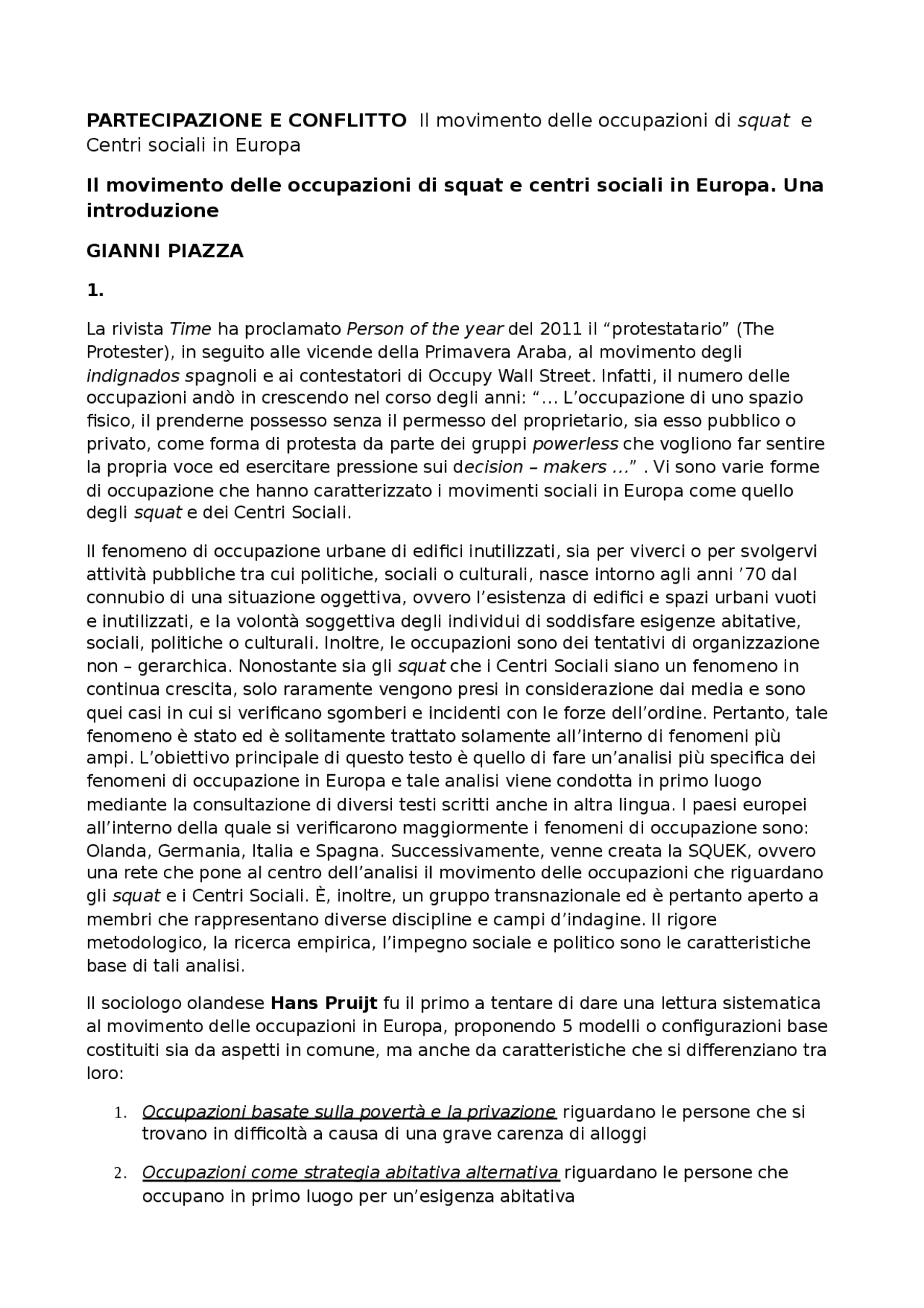 Partecipazione E Conflitto Docsity