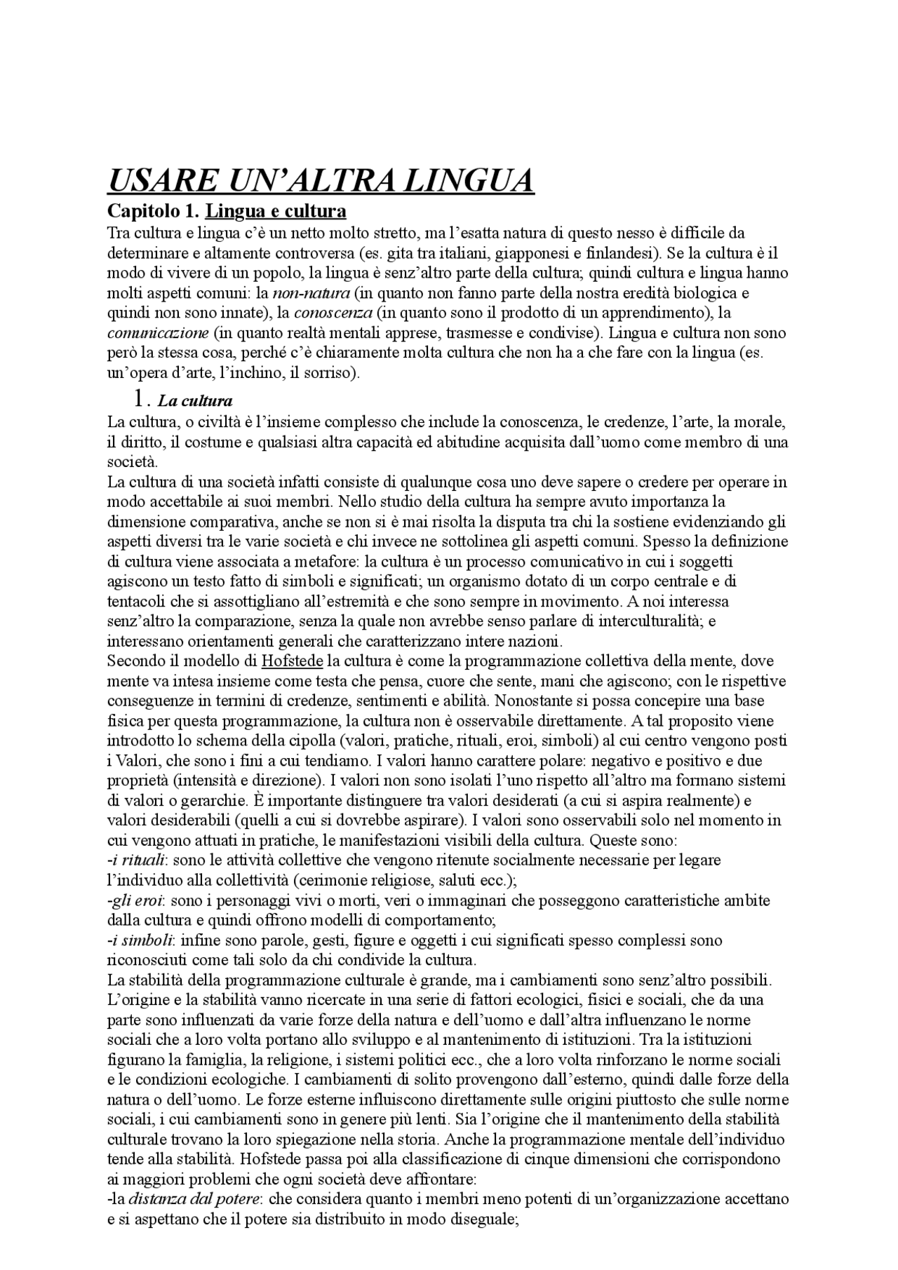 Usare Unaltra Lingua Docsity