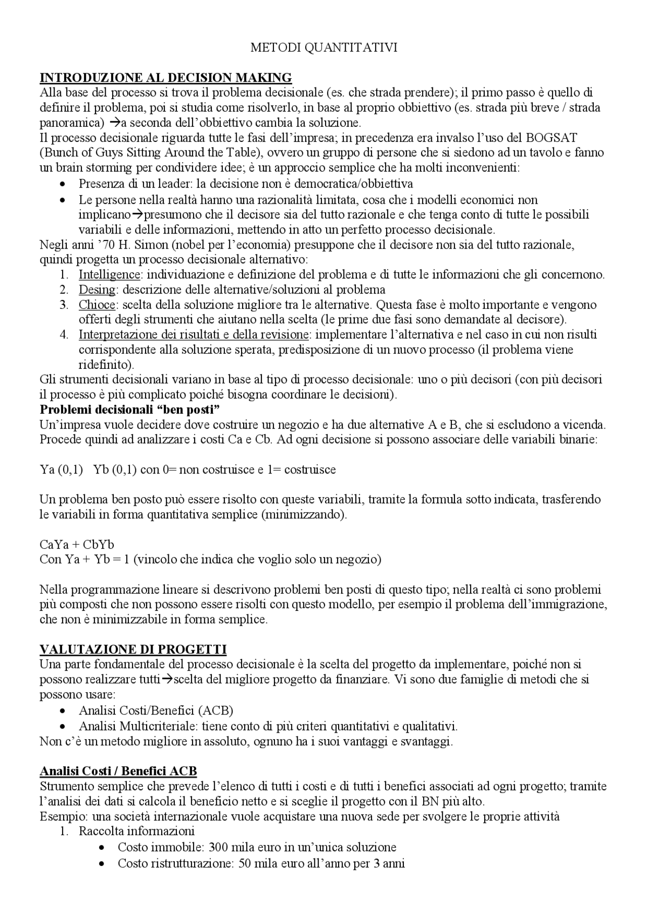 Appunti Esame Metodi Quantitativi Per Leconomia Dellarte Egart