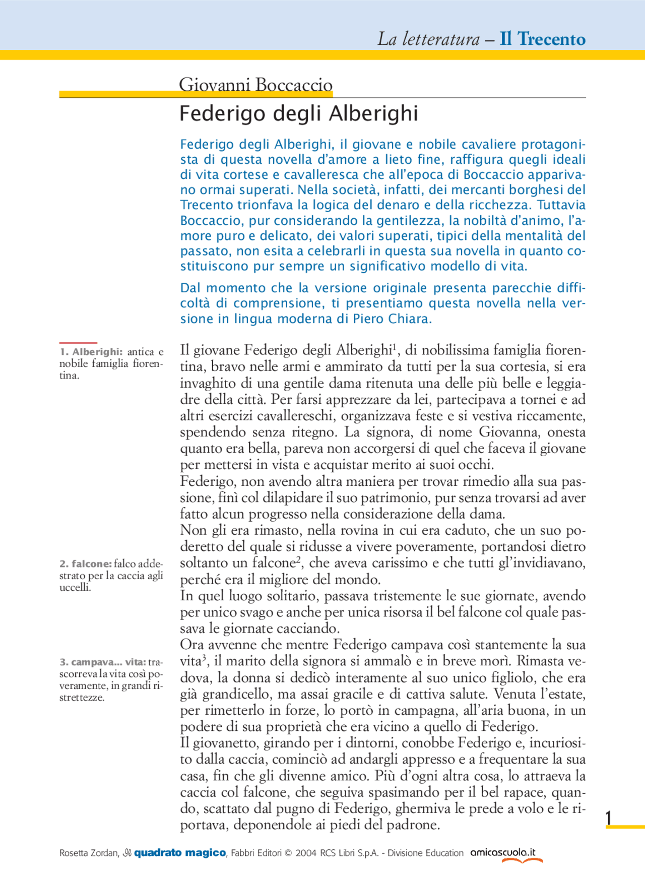 Letteratura italiana , dams torino - Docsity