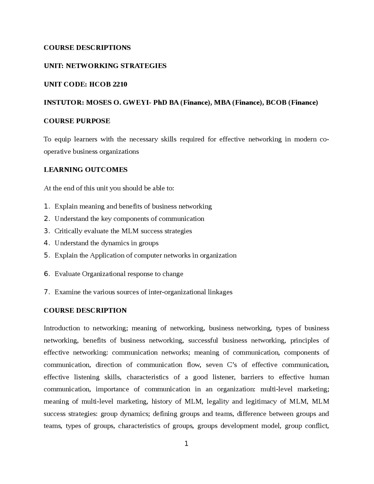 Networking Strategies Docsity