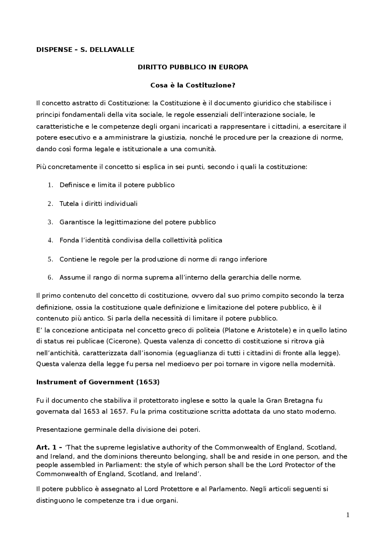 DIRITTO PUBBLICO IN EUROPA - Docsity