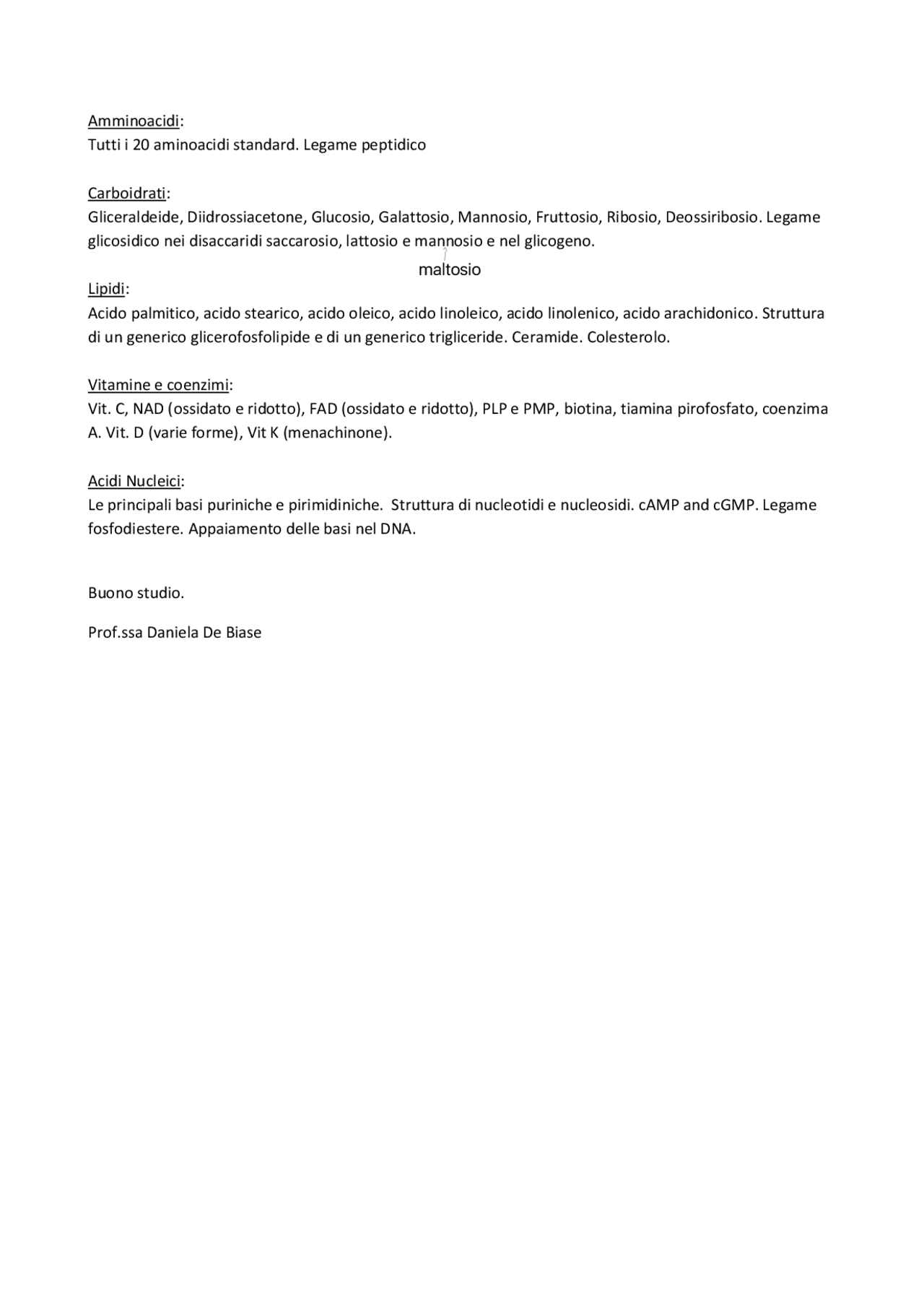 Simulazione Di Esame Biochimica 1 Docsity