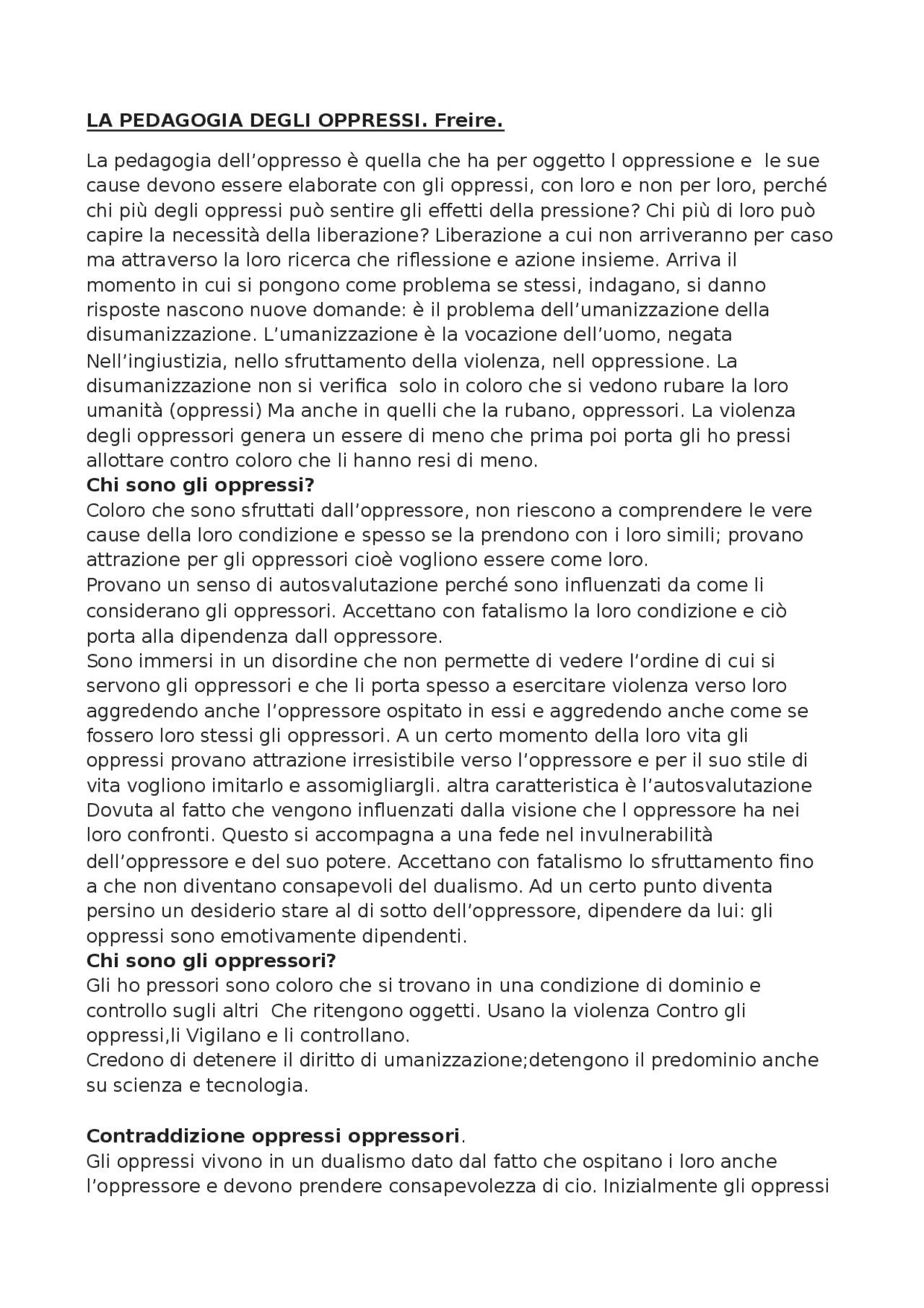 Pedagogia Degli Oppressi Docsity