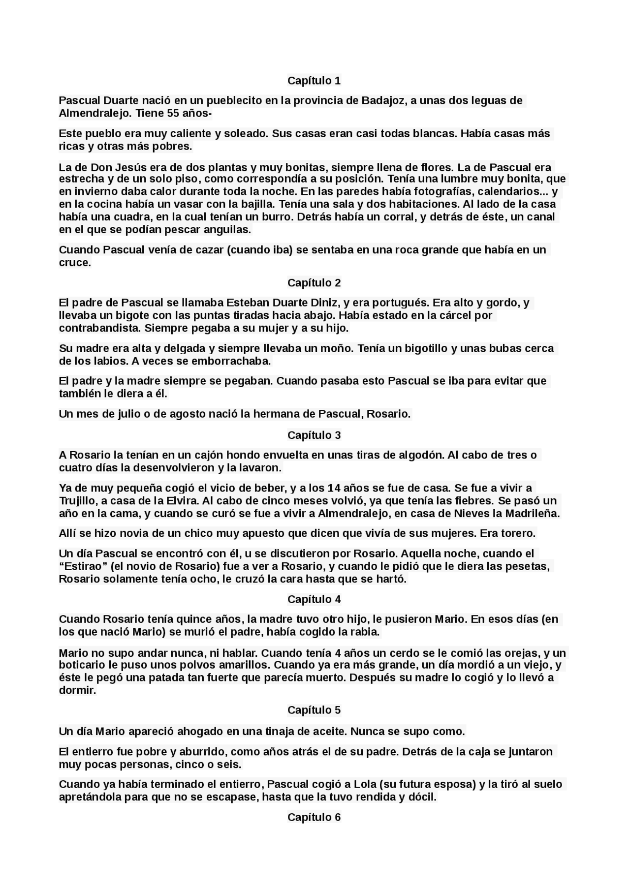La Familia Di Pascual Duarte Docsity