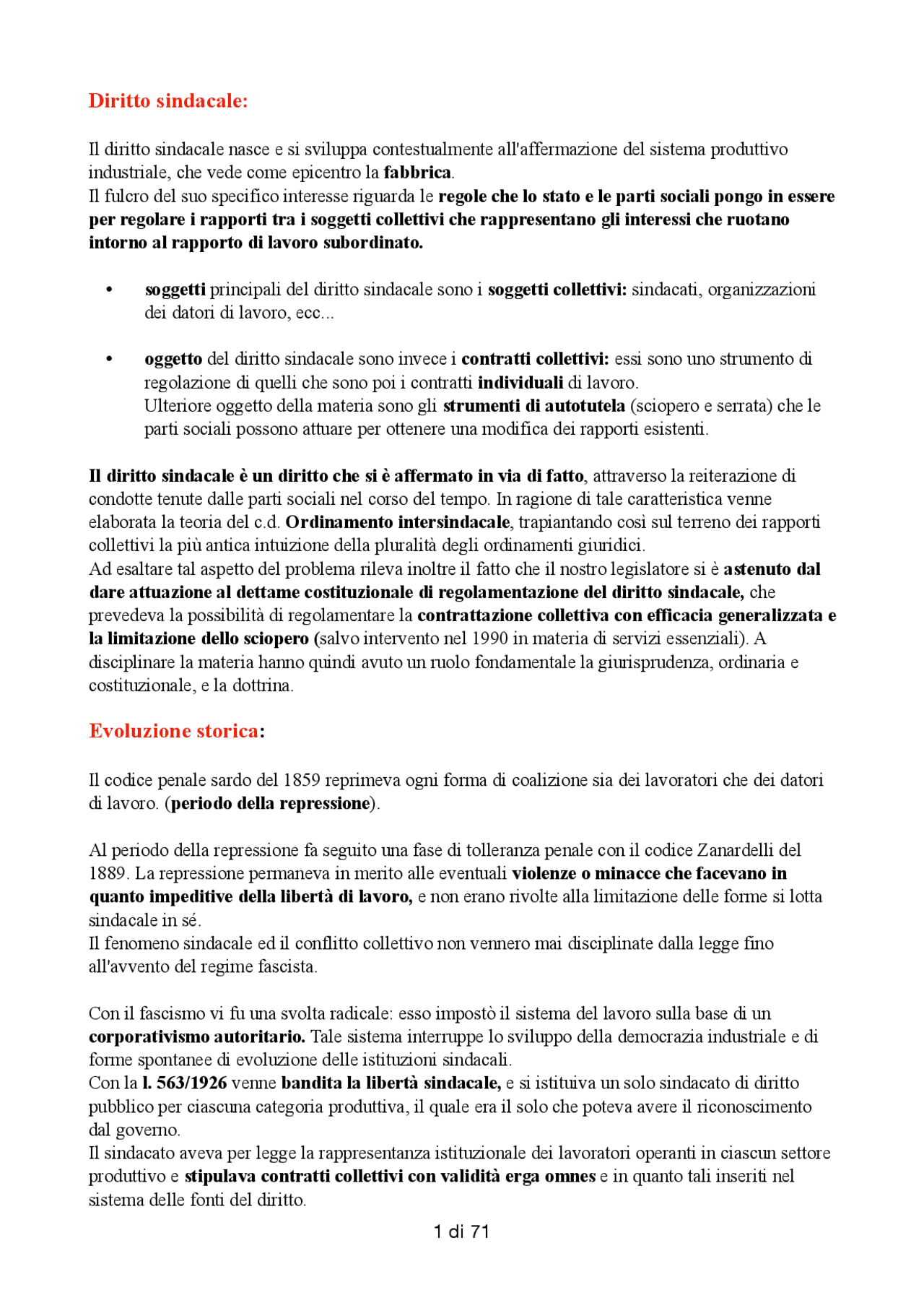 Riassunto Diritto Sindacale Docsity