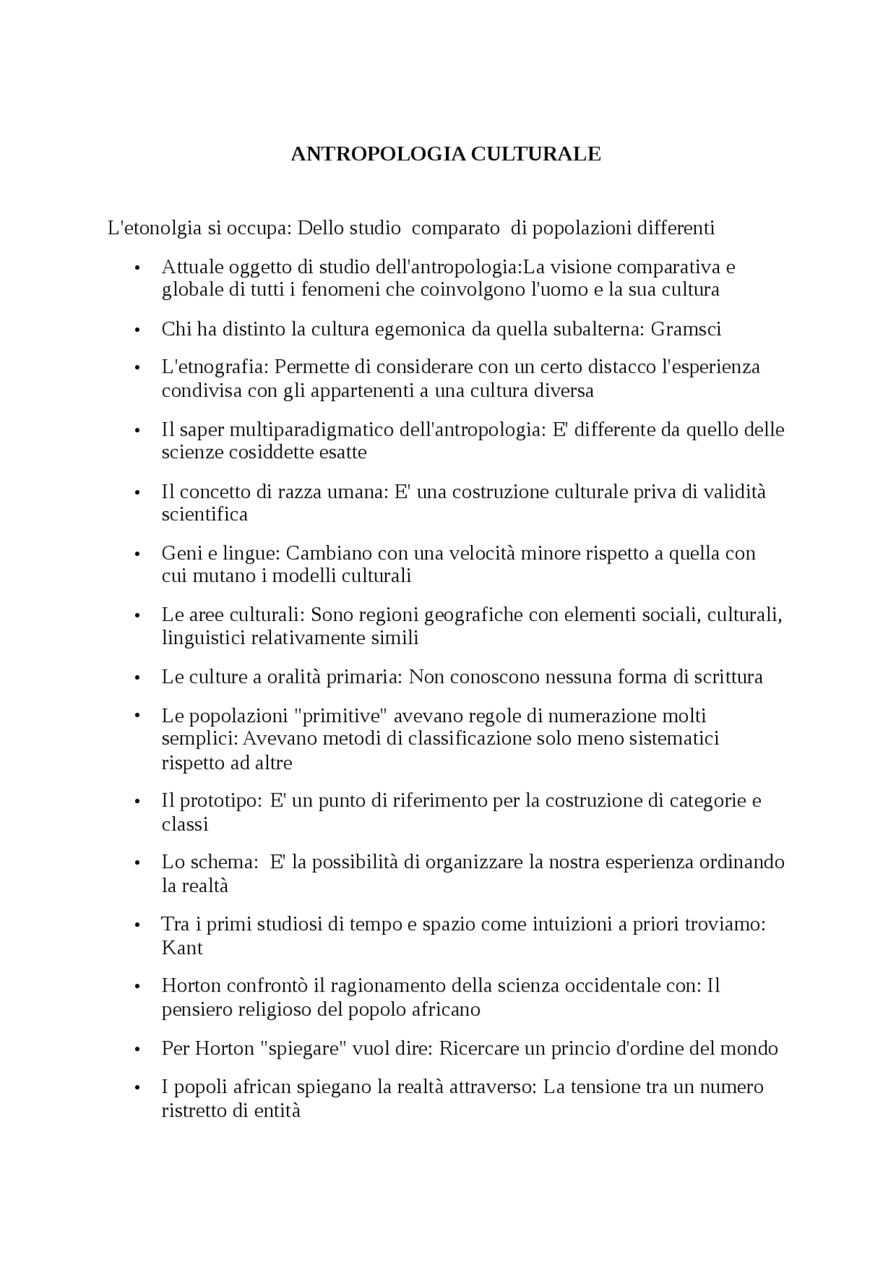 Test Antropologia Culturale Pegaso Cfu Docsity