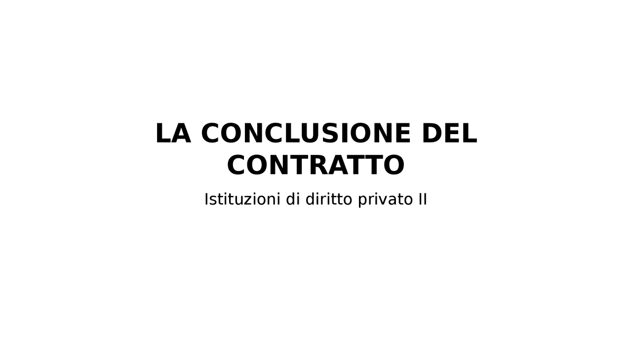 Conclusione del contratto slide - Docsity