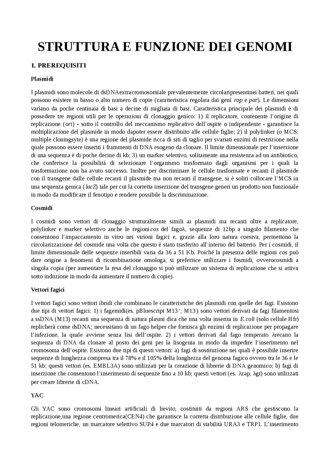 Struttura e Funzione dei Genomi e tecnologie biomolecolari | Appunti di ...