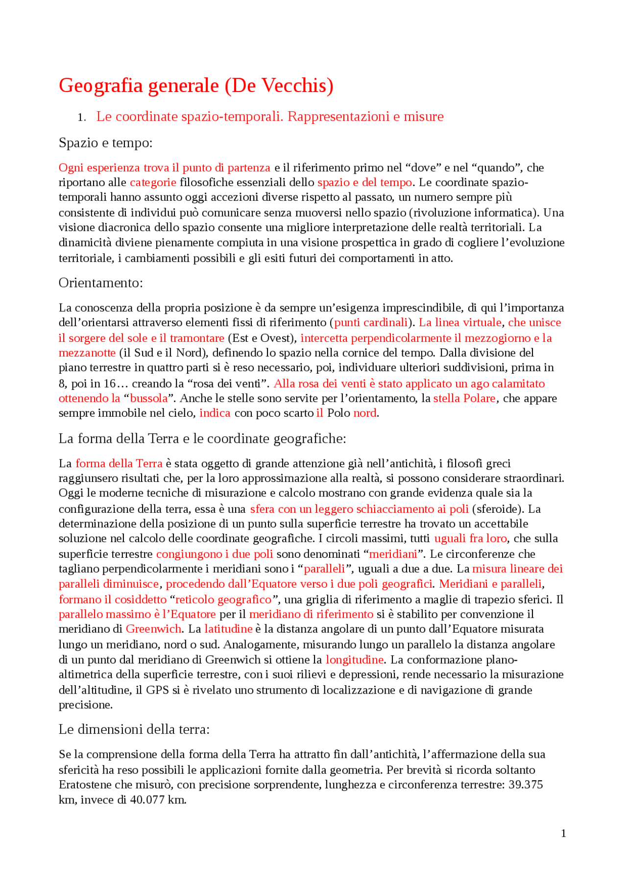 Riassunto Prima Parte Geografia Generale De Vecchis Docsity